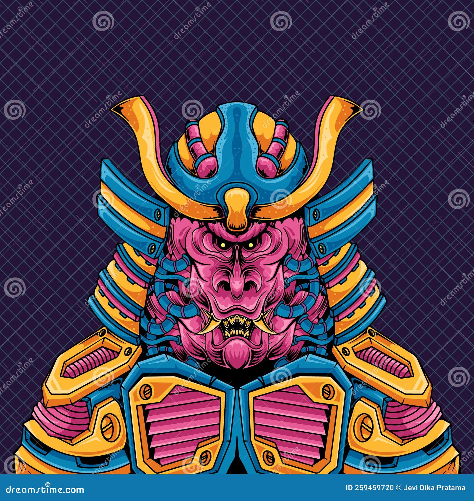 Japanese Samurai Cyborg Armor Vector Illustration Stock Illustration ...