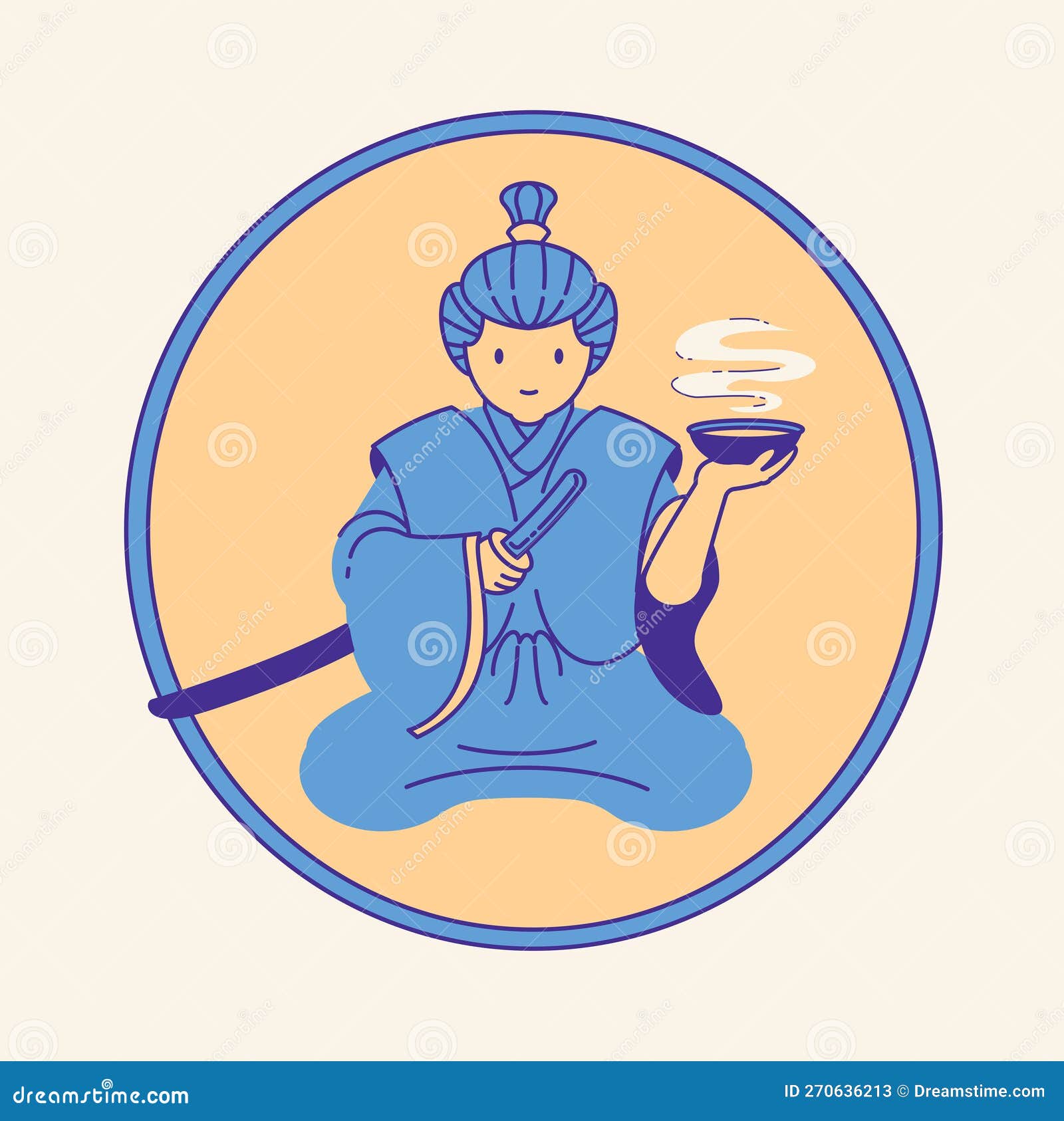 Samurai Drink Tea Badge Design Stock Vector - Illustration of matcha ...