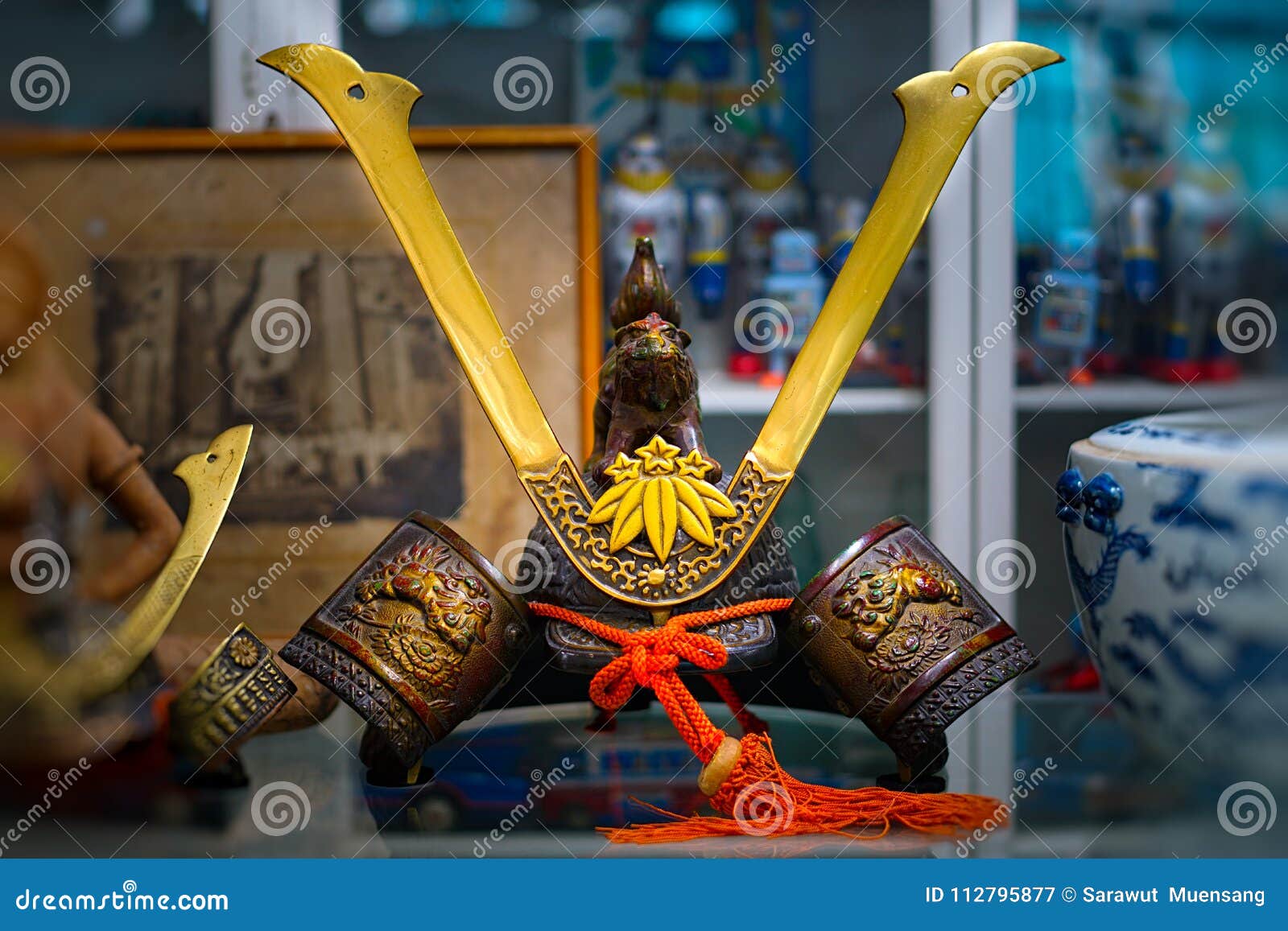 Closeup Man In Red Samurai Warrior Costume Poses For Photo At Dominican ...