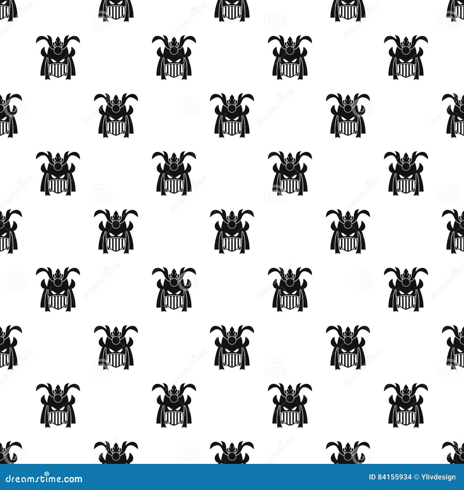 Japanese Samurai Mask Pattern, Simple Style Stock Vector - Illustration ...