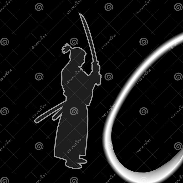 A Japanese Samurai Swinging the Katana Stock Vector - Illustration of ...
