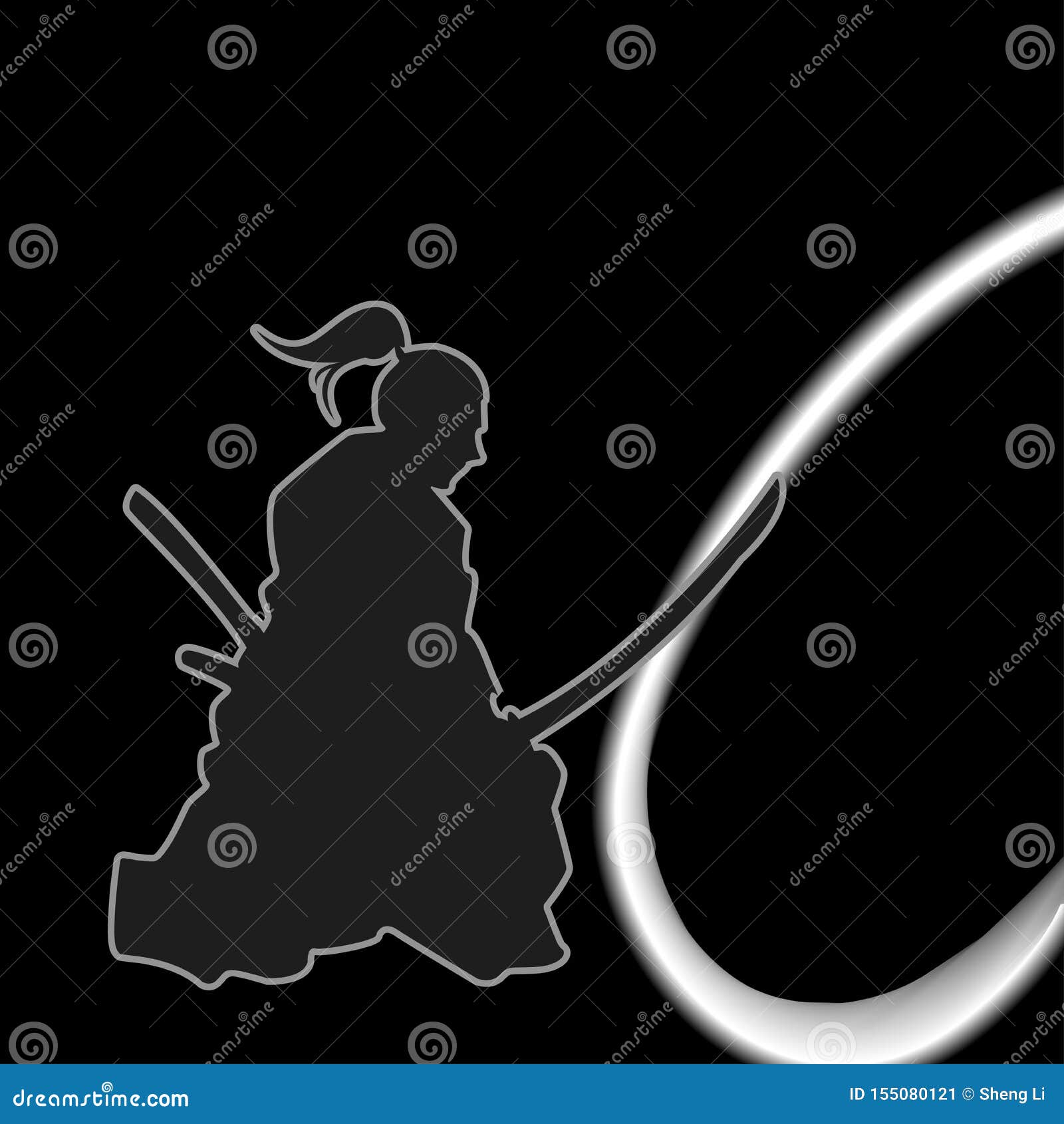 A Japanese Samurai Swinging the Katana Stock Vector - Illustration of ...