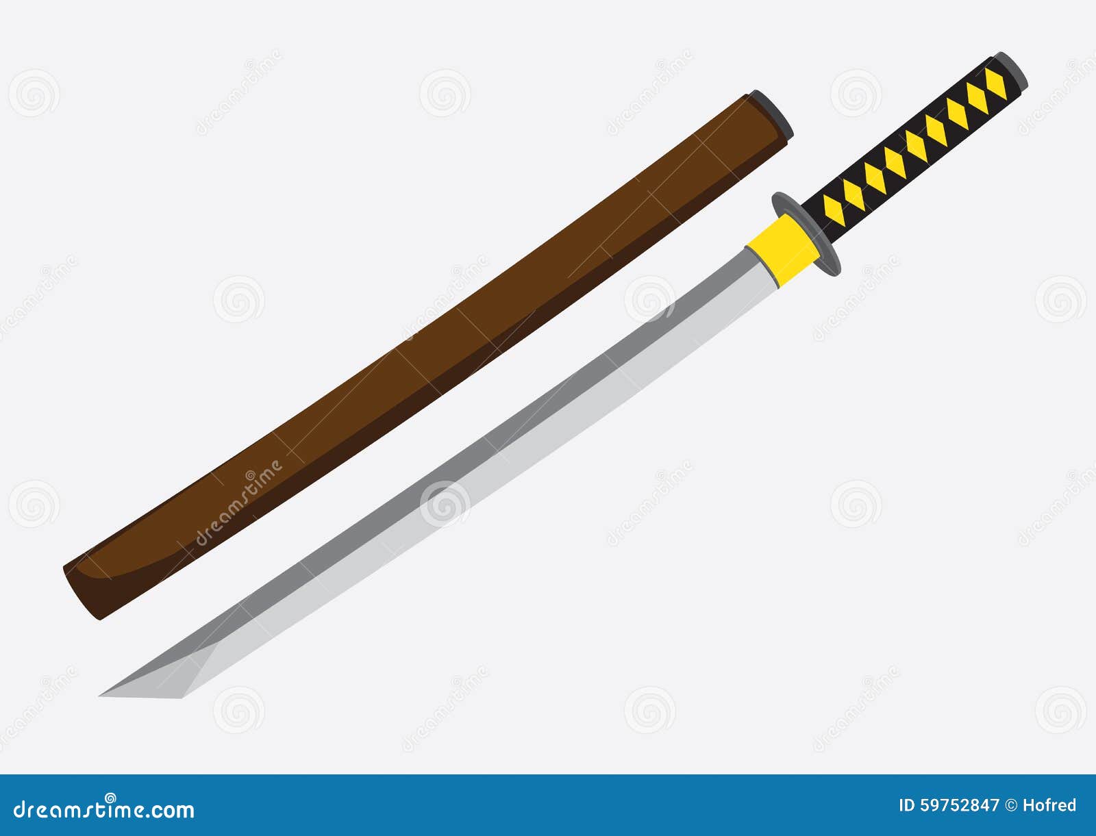 Japanese Samurai Sword Vector Illustration Stock Vector - Illustration ...