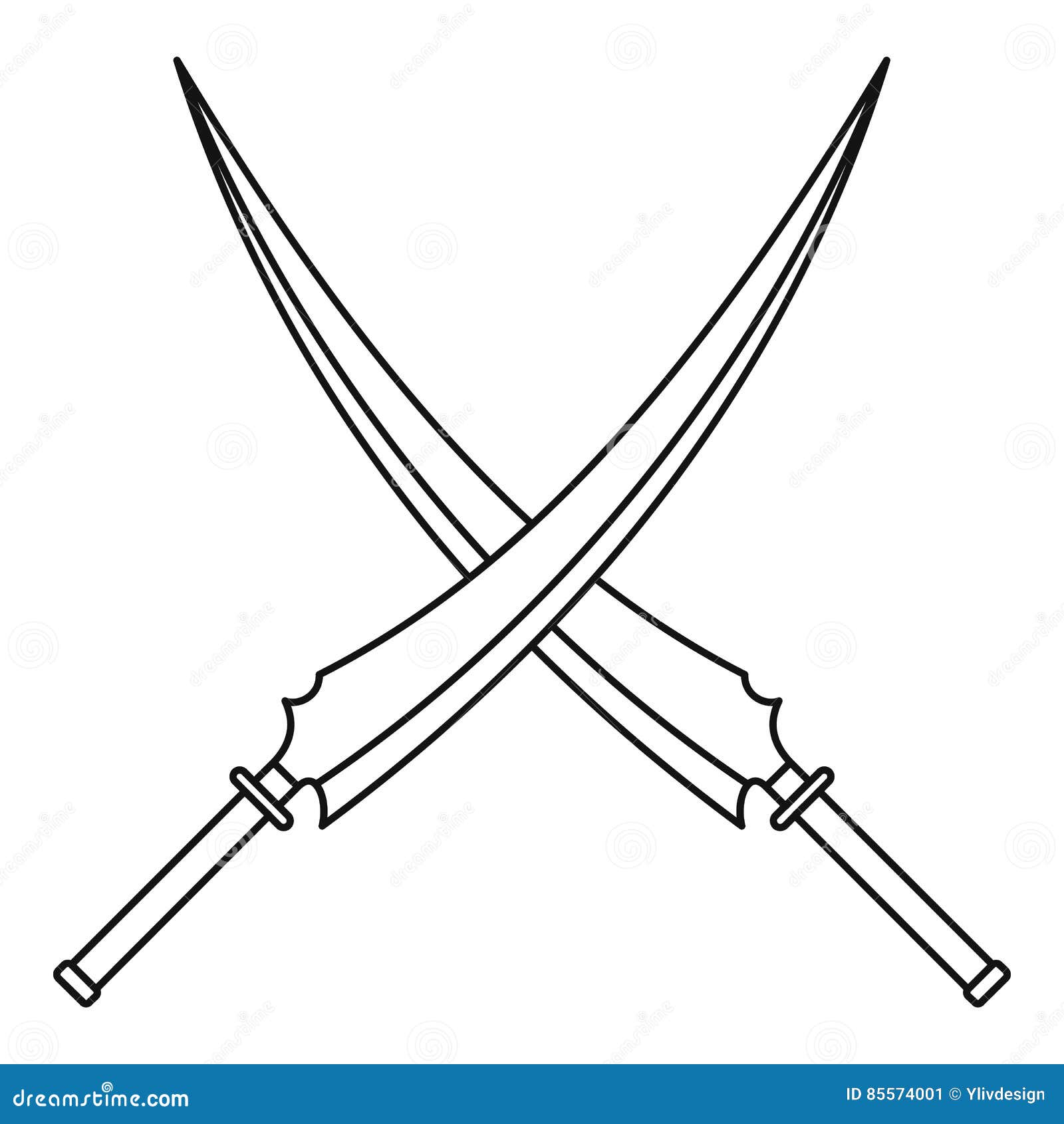 Japanese Samurai Swords Icon, Outline Style Stock Vector - Illustration ...