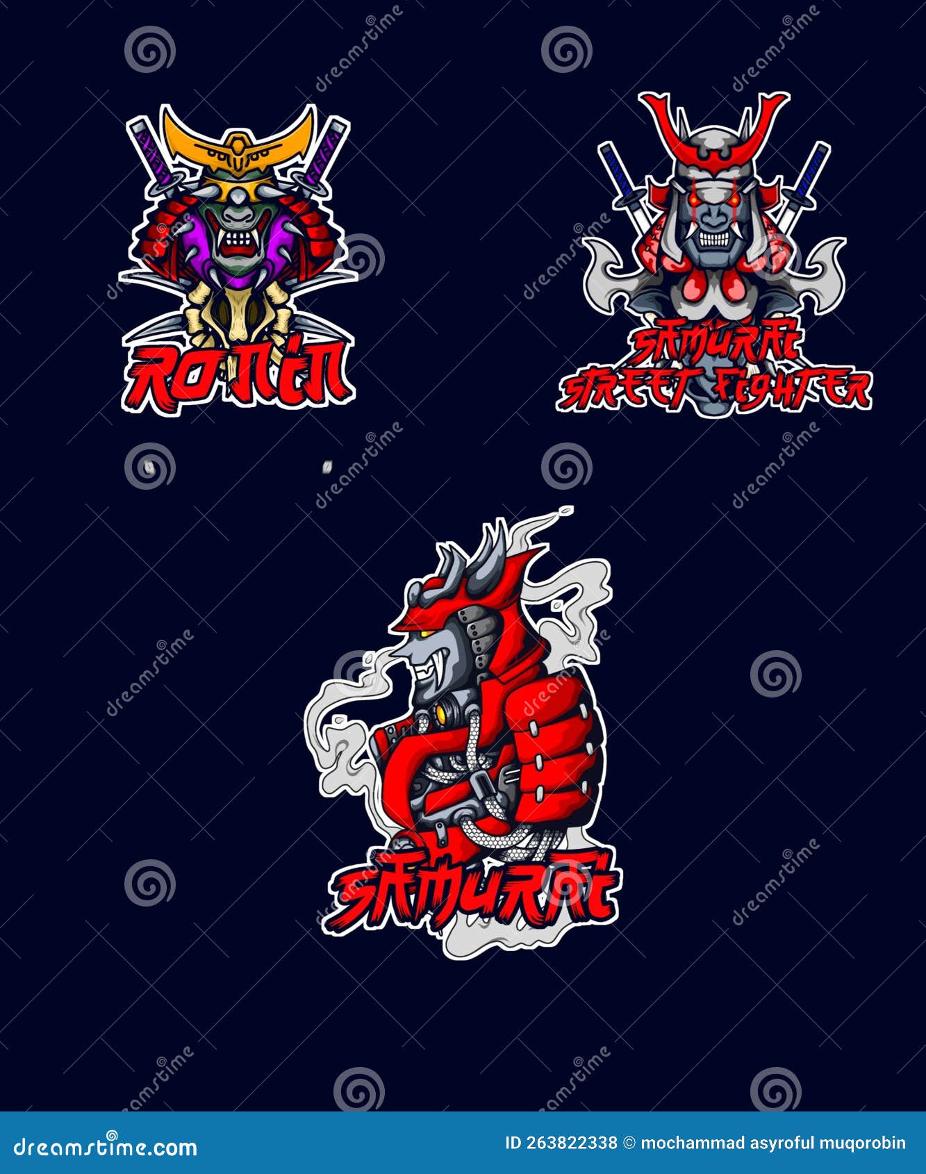 Japanese Samurai Themed Logo Illustration Image Stock Illustration ...