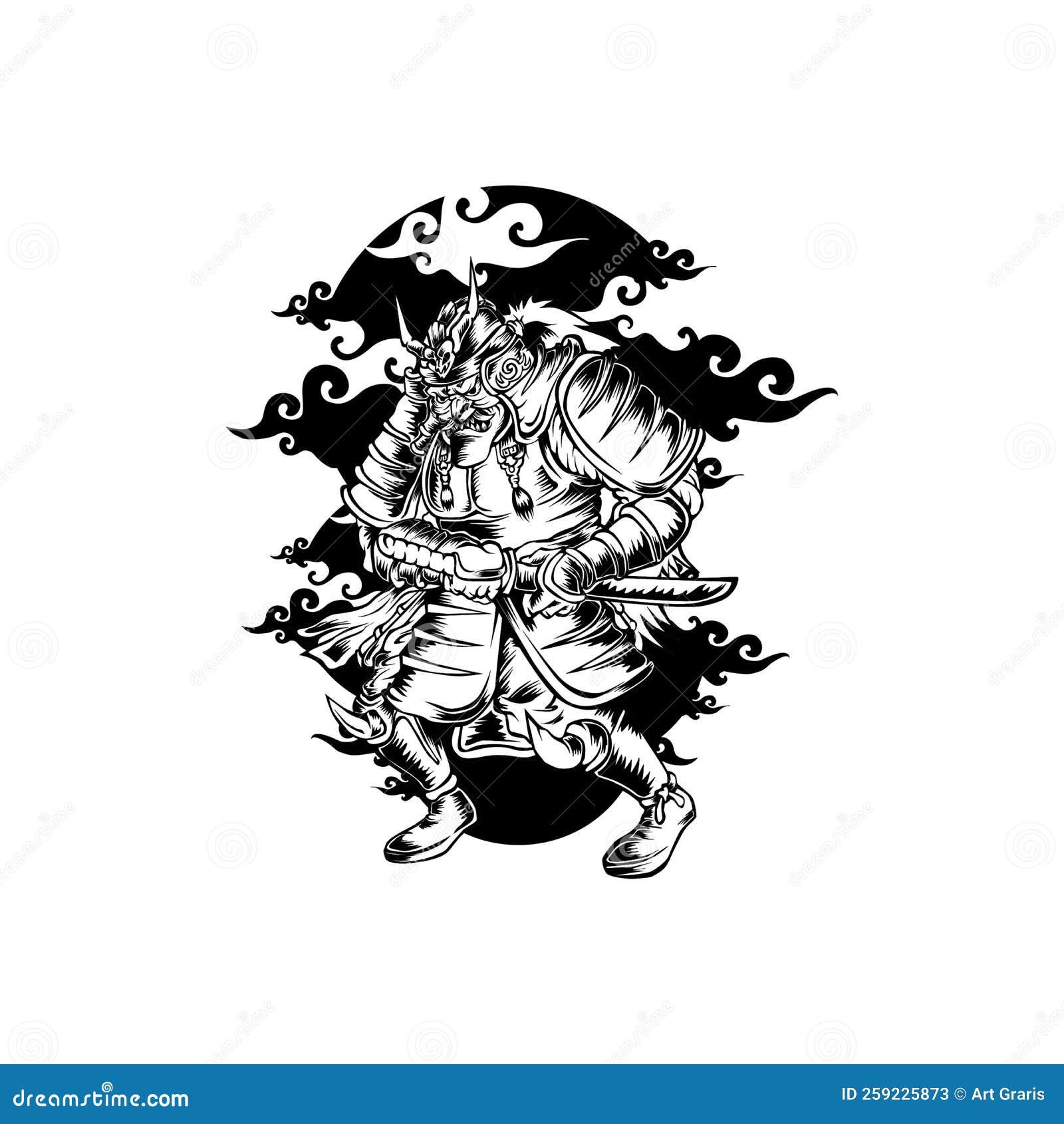 Japanese Samurai Warrior Vintage Illustrations Stock Vector ...