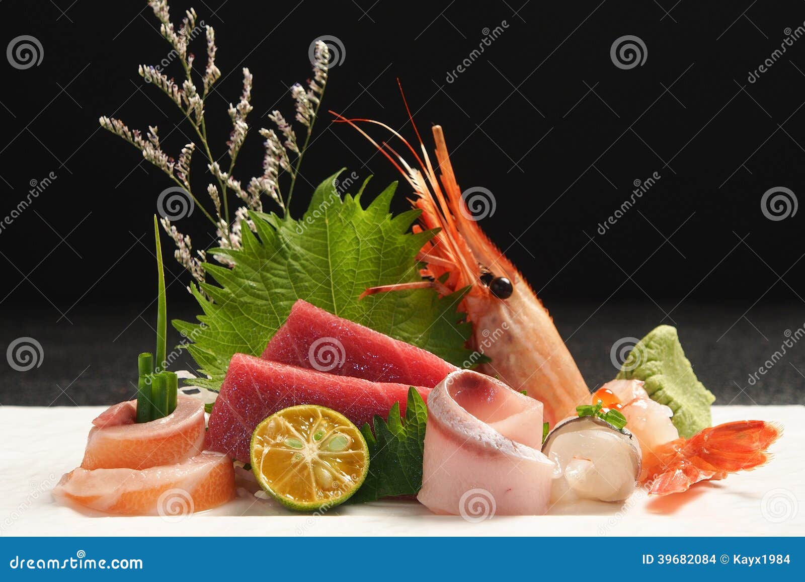 Japanese sashimi platter stock photo. Image of green - 39682084