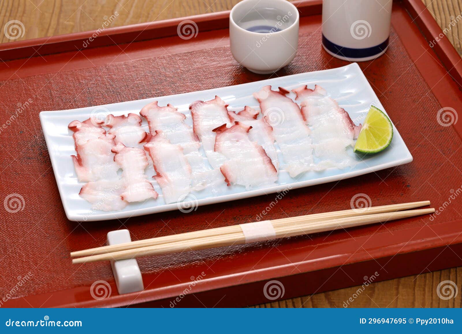 Japanese Sashimi with Thinly Sliced Octopus Stock Image - Image of ...