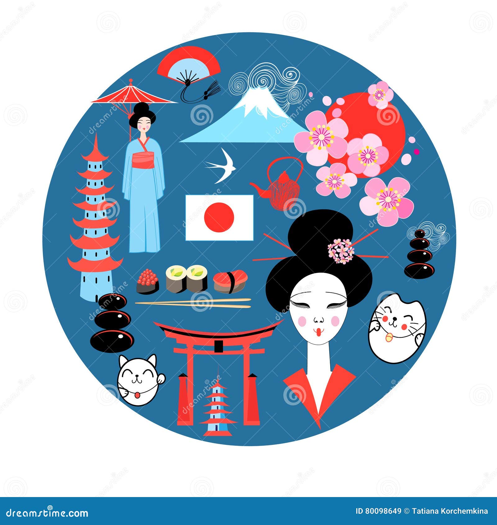 Japanese schedule set stock vector. Illustration of churches - 80098649