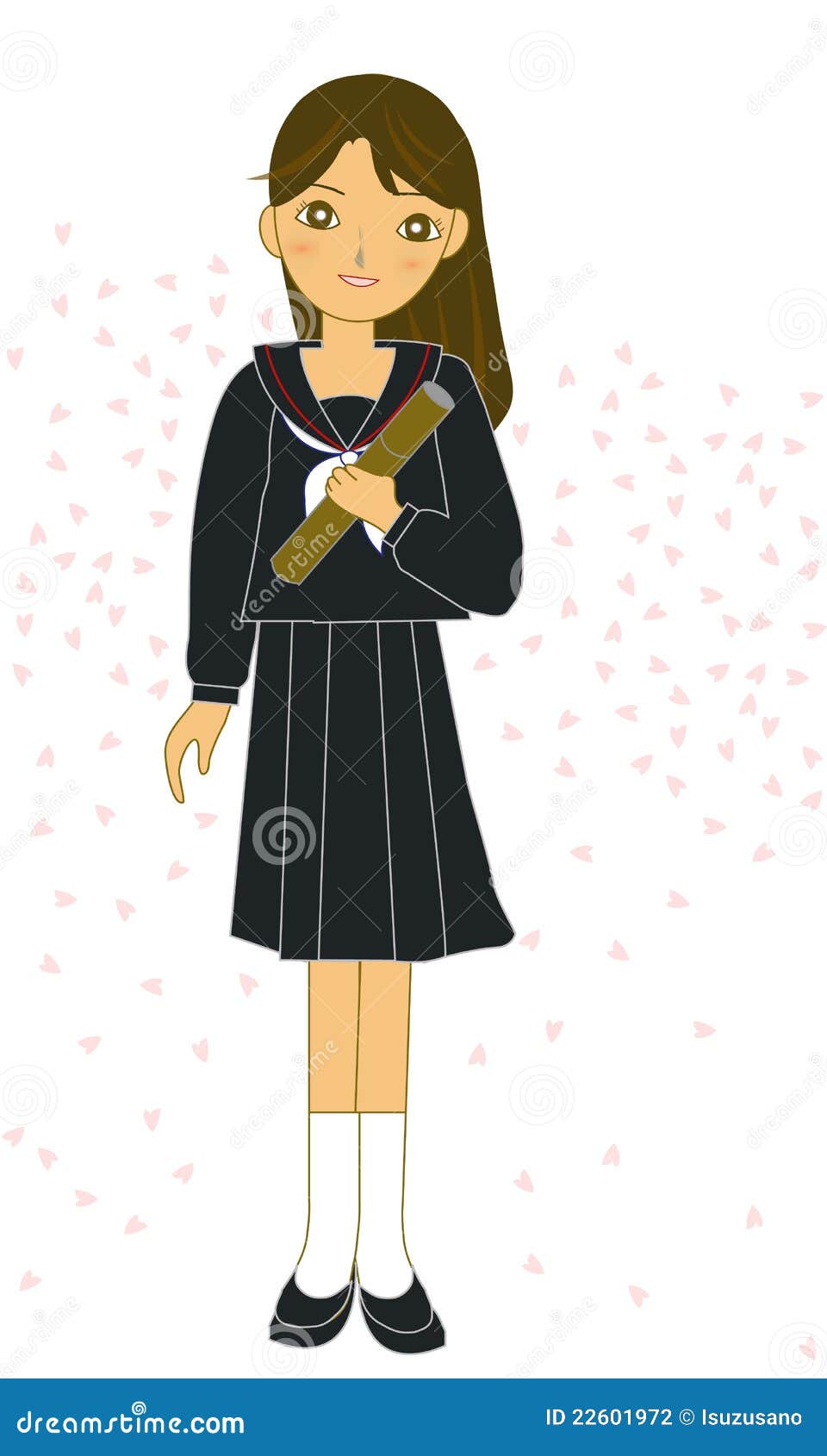 Japanese Schoolgirl of Graduation Stock Illustration - Illustration of ...