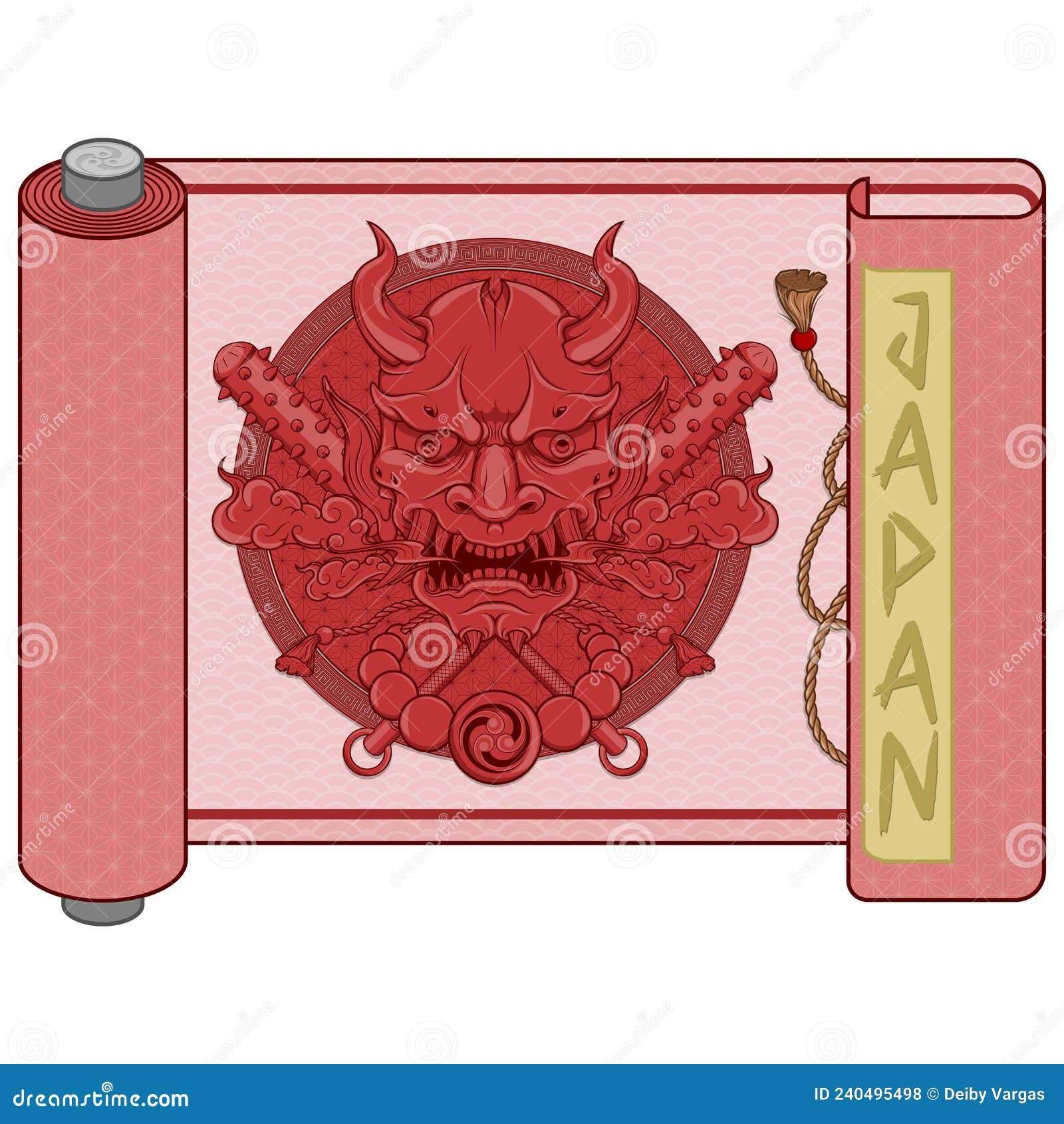 Japanese Scroll Paper / Hanging Scroll Illustration Set / Green Cartoon ...