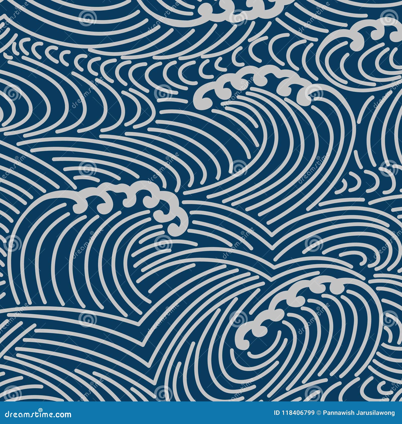 Japanese sea wave pattern stock vector. Illustration of marine - 118406799