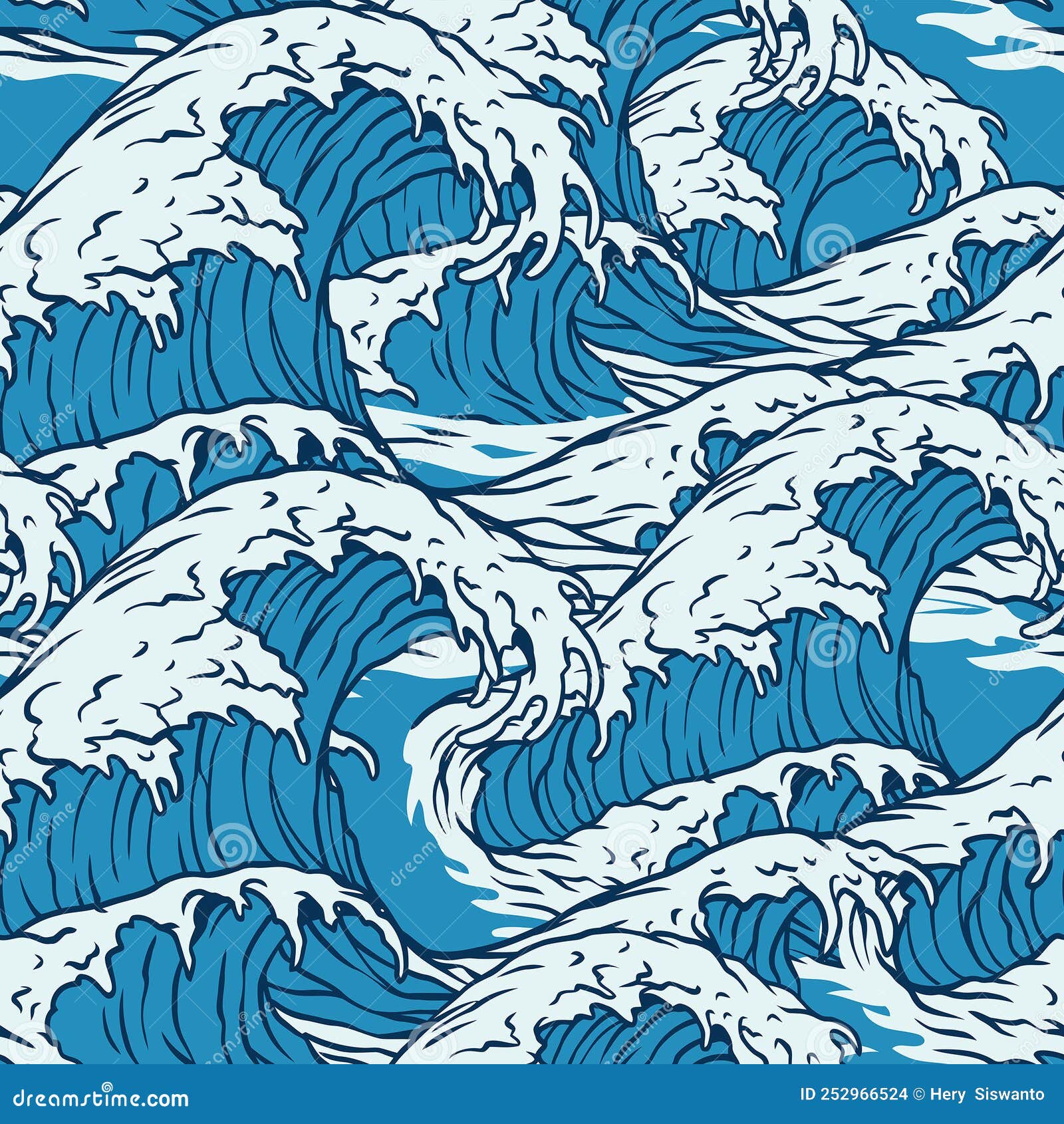 Japanese Sea Wave Seamless Pattern Stock Vector - Illustration of ...