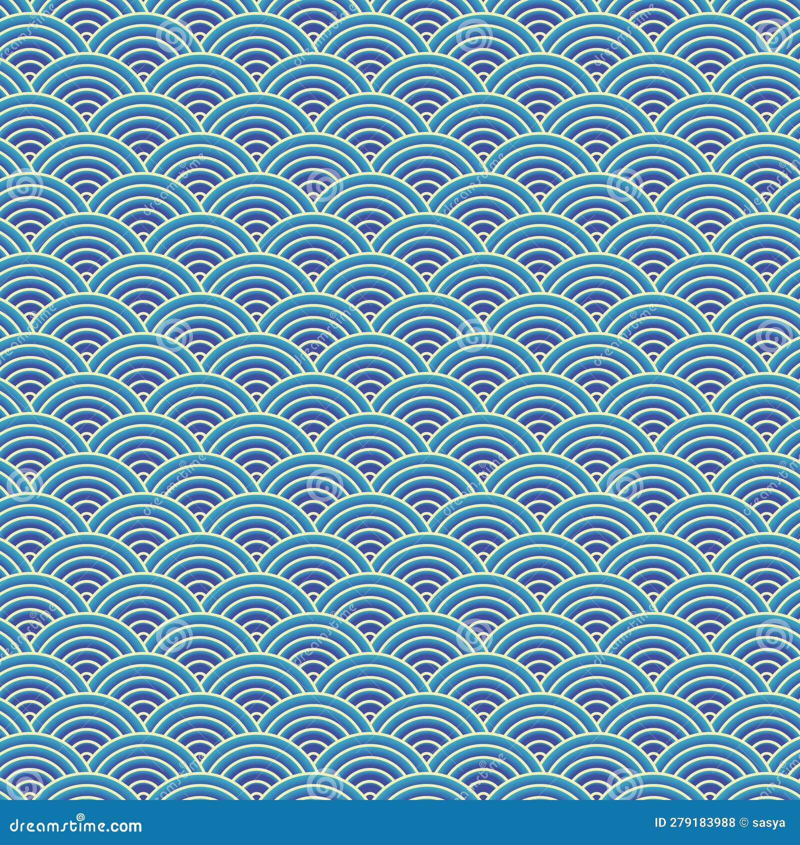 Asian Seigaiha Seamless Pattern With Sea Waves Cartoon Vector ...