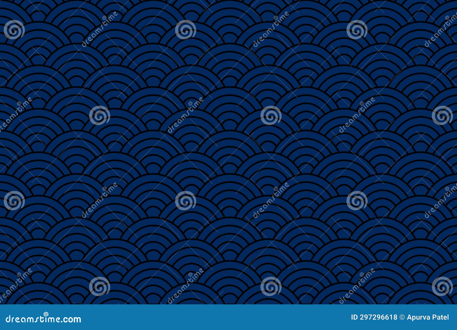 Japanese Seigaiha Seamless Pattern Design Blue Background Stock ...