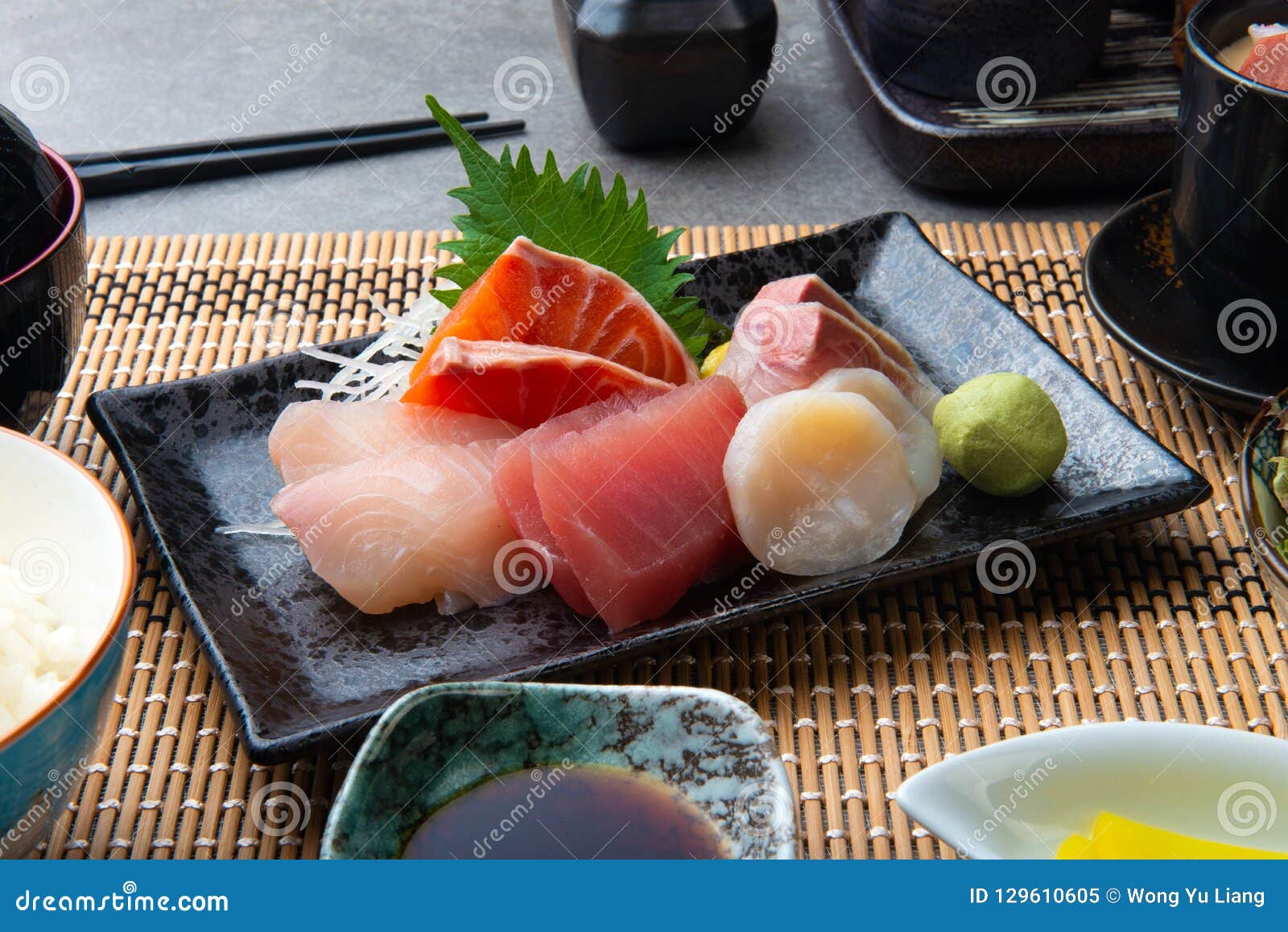 Japanese Shashimi Set with Rice Stock Image - Image of restaurant ...