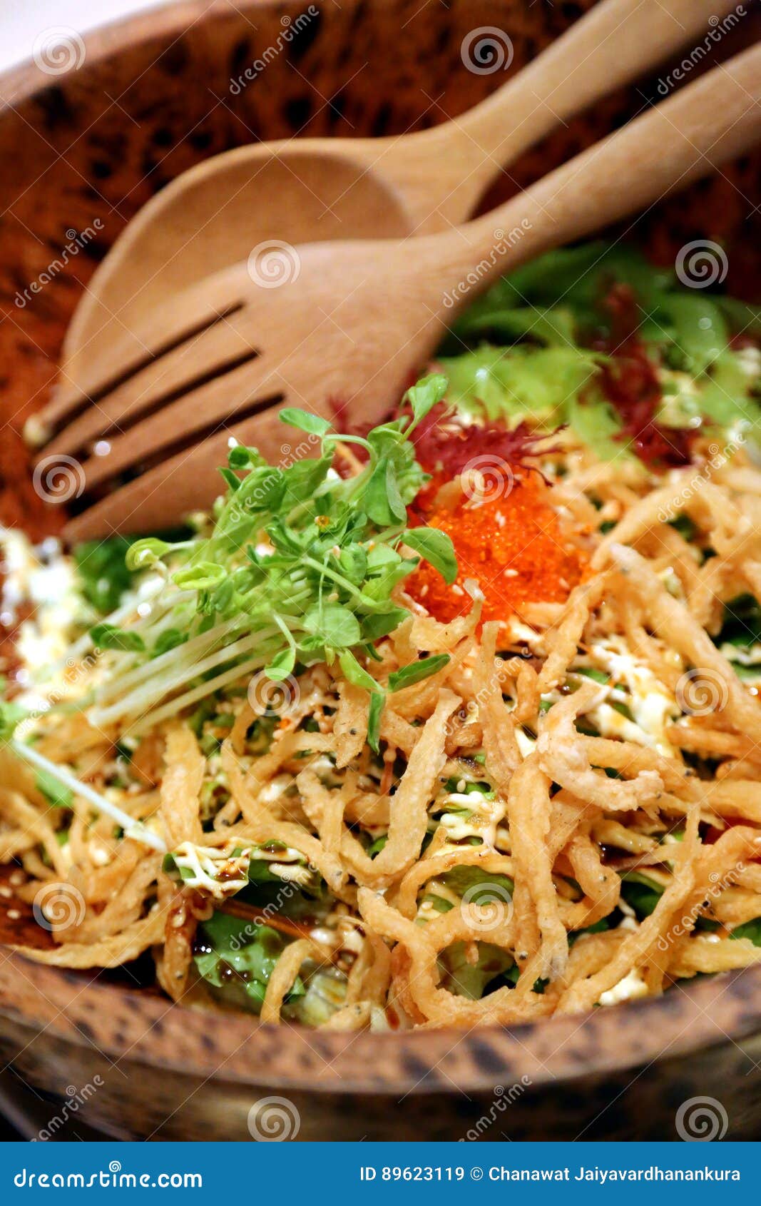 Japanese Small Fried Fish Salad with Tobiko Stock Image - Image of fish ...