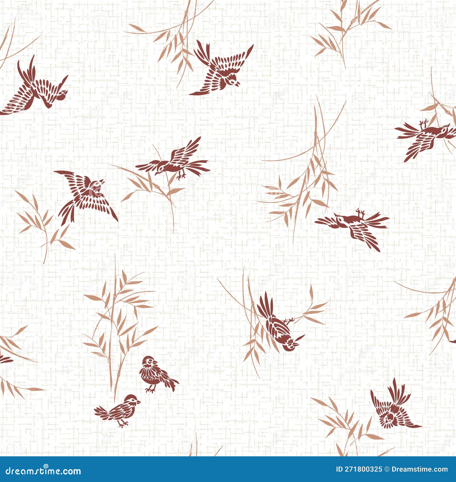 Japanese Sparrow and Bamboo Seamless Pattern, Stock Vector ...