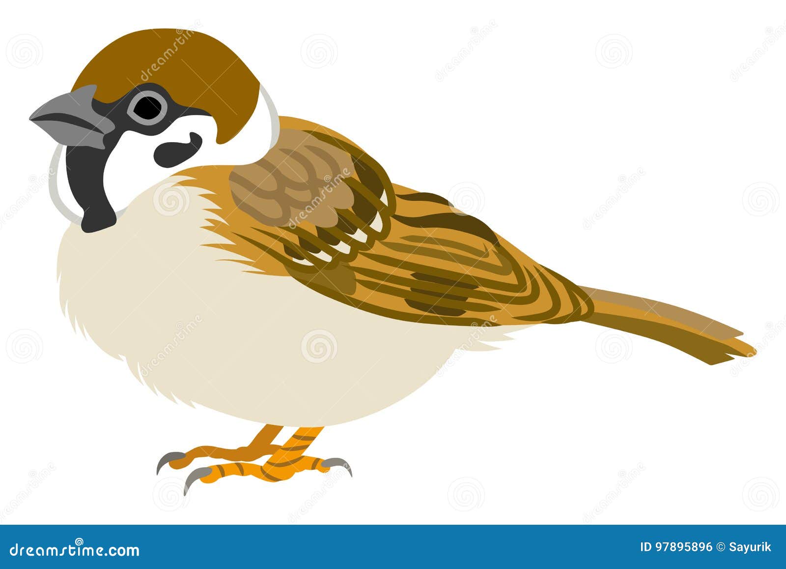 Japanese Sparrow Illustration-Side View ,Left Stock Vector ...