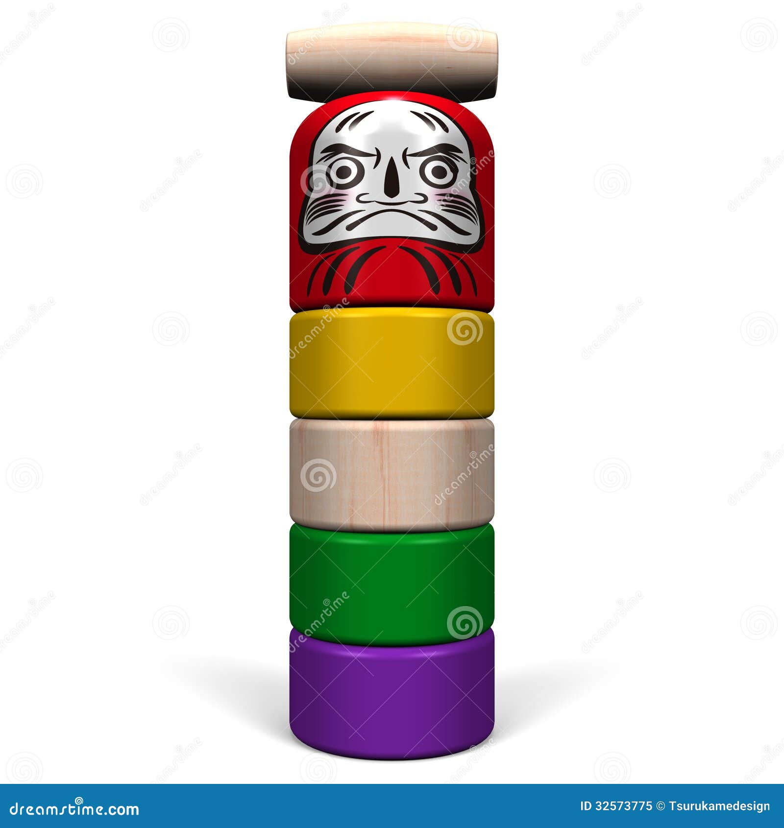 Japanese Stacked Daruma Game Front View Stock Illustration ...
