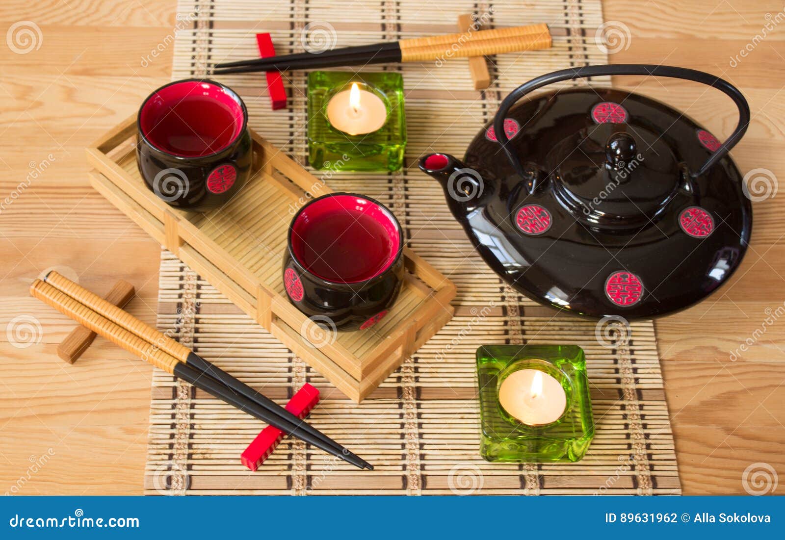 Japanese Still Life with Candles Stock Photo - Image of black ...