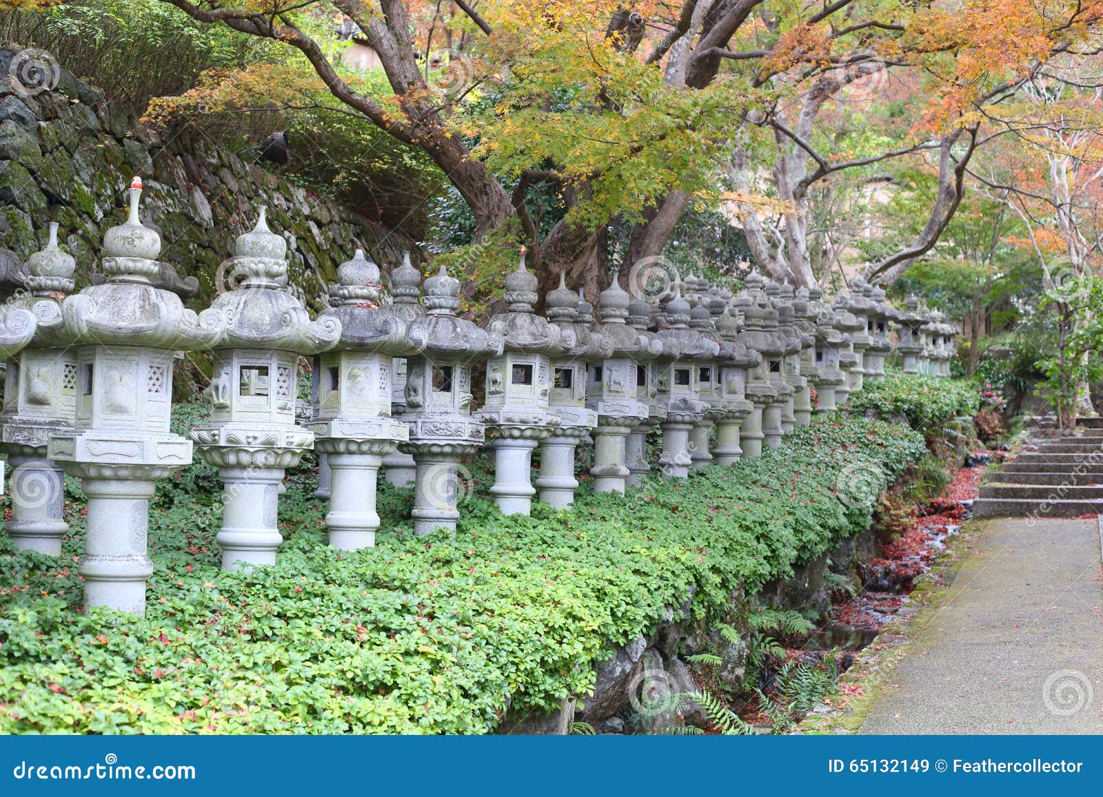 Japanese stone lantern stock image. Image of shrine, flower - 65132149