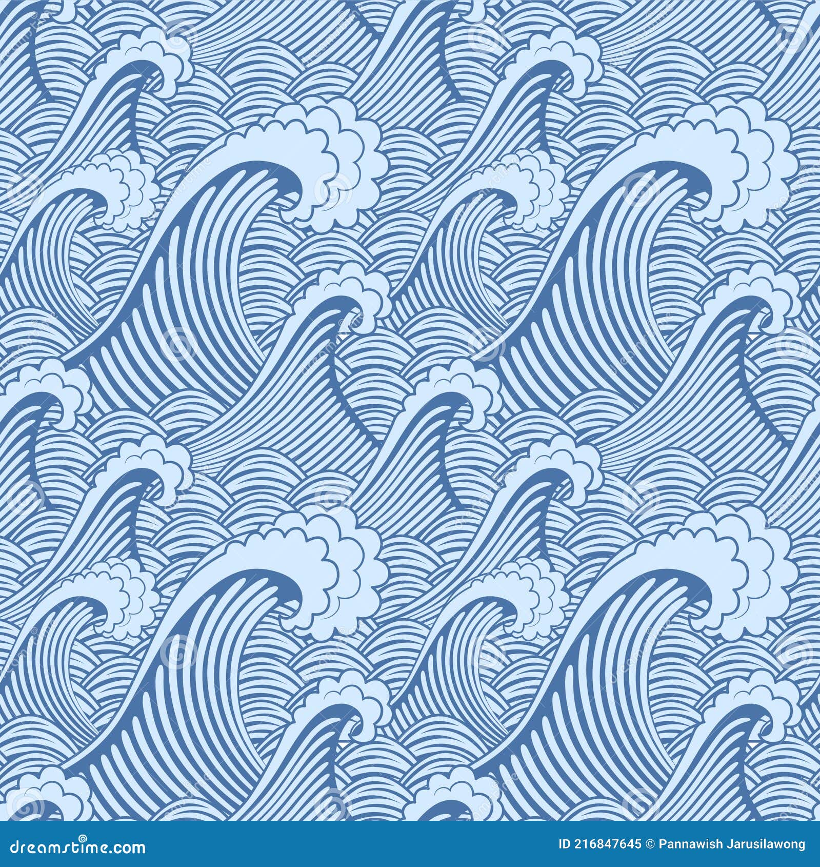 Japanese Storm Wave Vector Seamless Pattern Stock Vector - Illustration ...