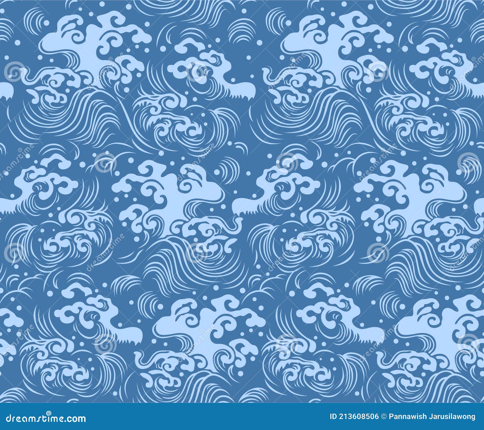 Japanese Storm Wave Vector Seamless Pattern Stock Vector - Illustration ...