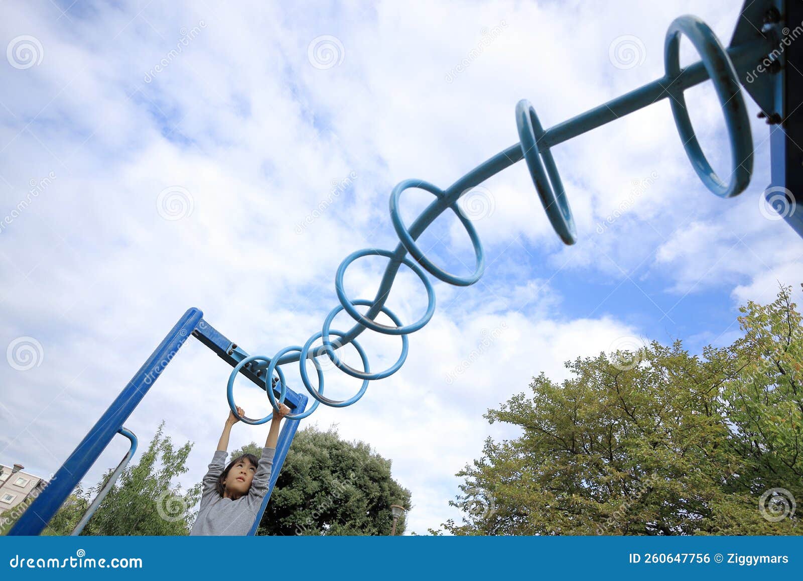 Japanese Student Girl Playing with a Monkey Bars Stock Photo - Image of ...