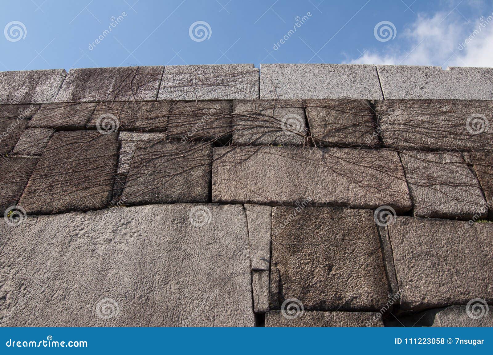 Japan stone wall stock photo. Image of style, stone - 111223058