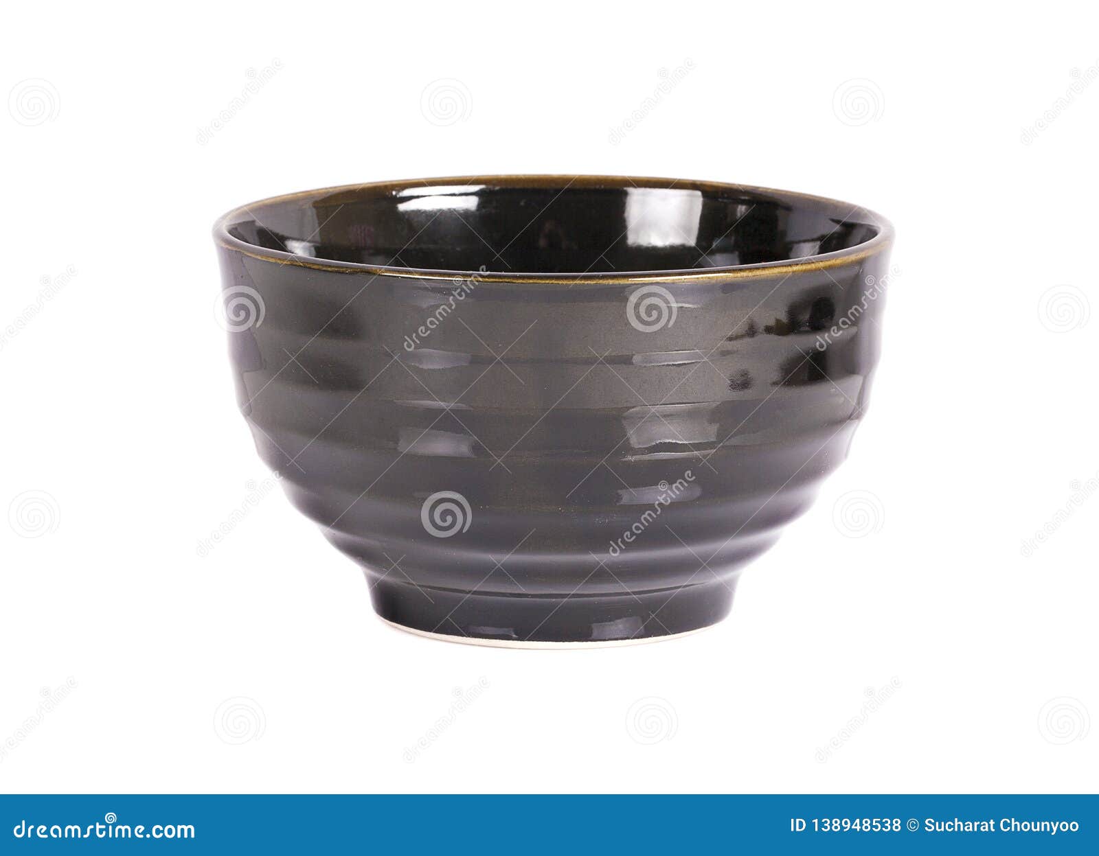 Japanese Style Blue Ceramic Empty Rice Bowl. Isolated on White ...