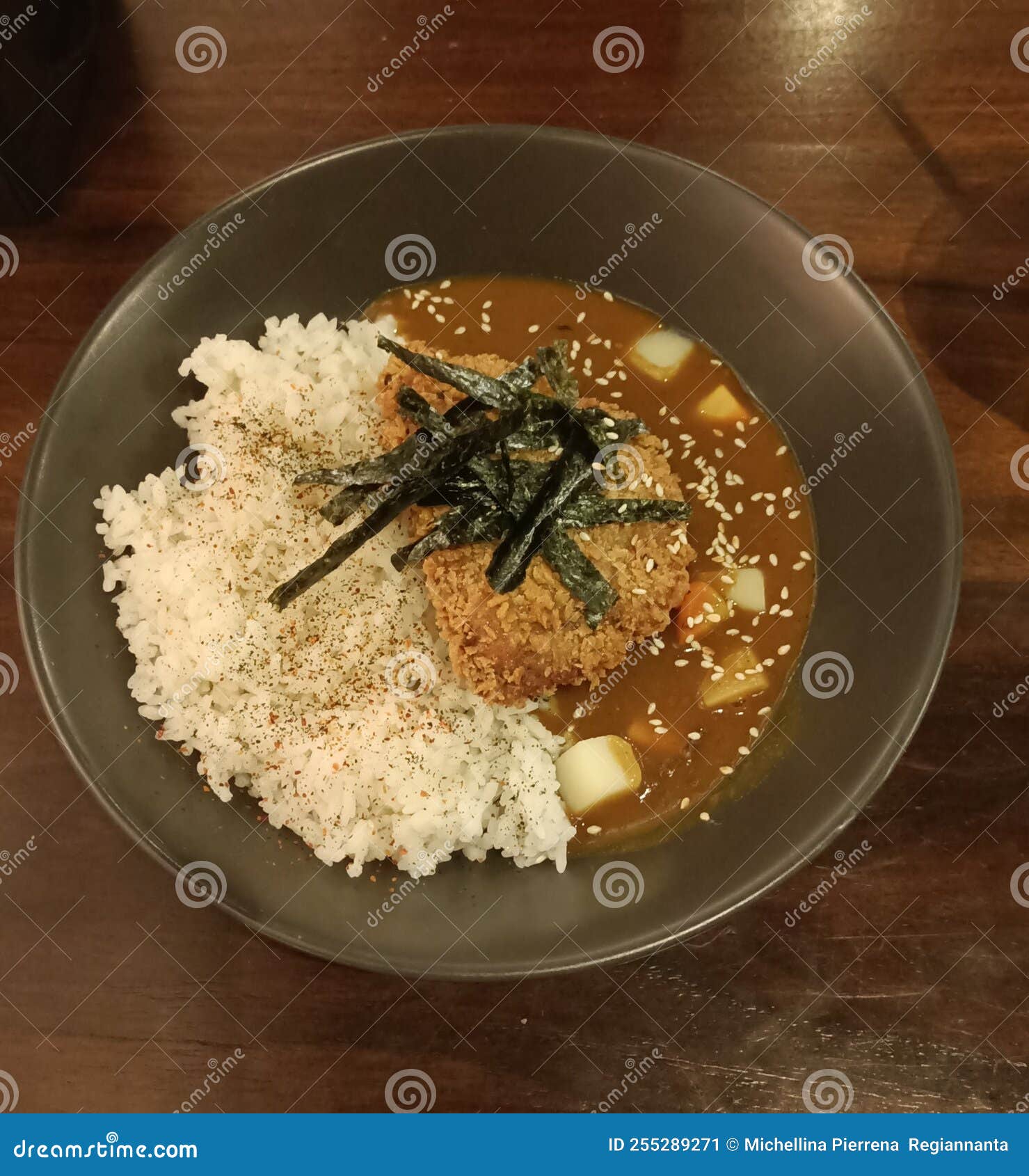 Japanese Style - Chicken Curry Rice with Black Plate Stock Image ...