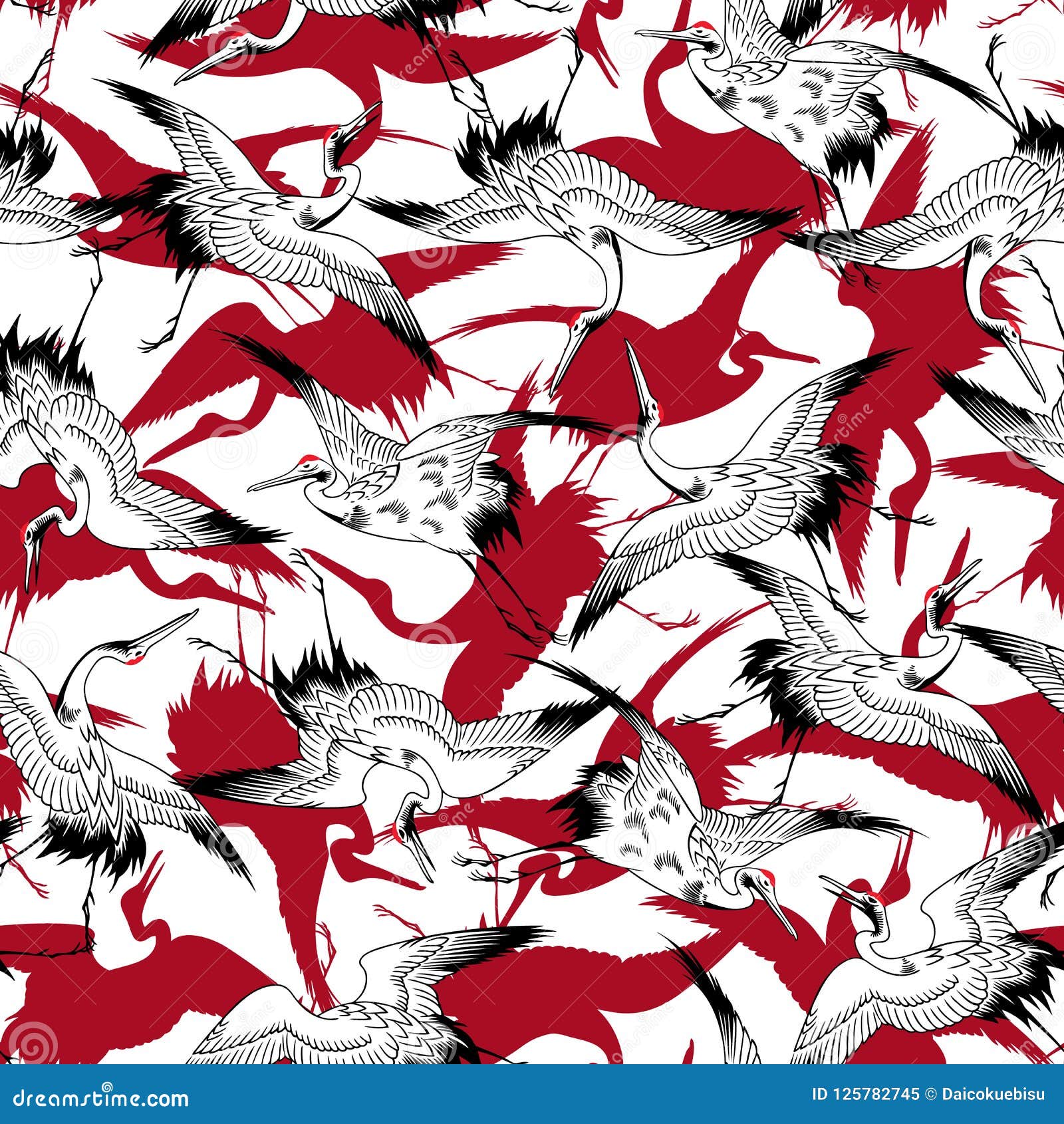 Japanese Style Crane Pattern, Stock Vector - Illustration of artistic ...