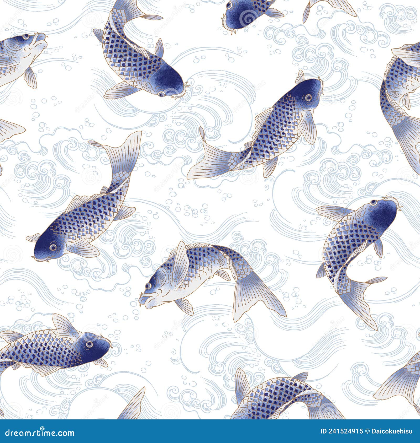 Japanese Style and Elegant Carp Pattern Stock Illustration ...