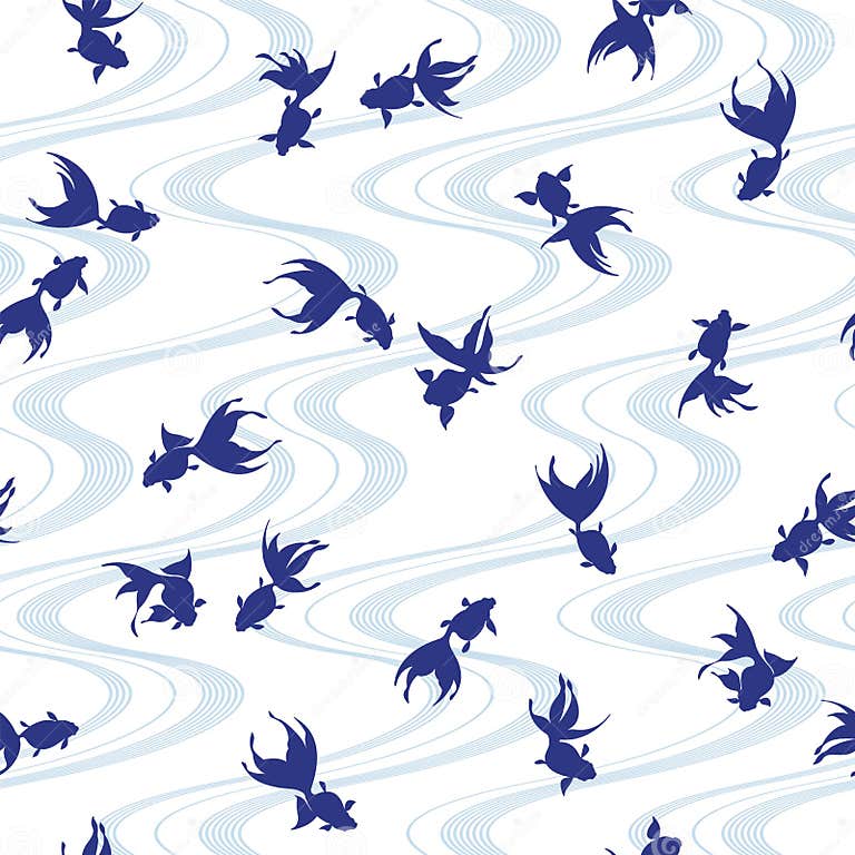 Japanese Style and Elegant Goldfish Pattern, Stock Vector ...