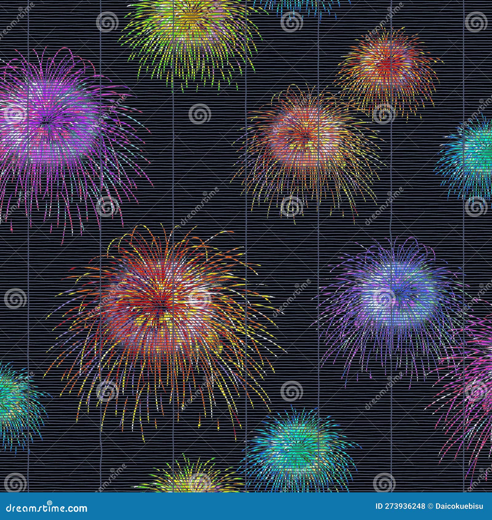 Japanese Style Traditional Fireworks Seamless Pattern, Stock ...