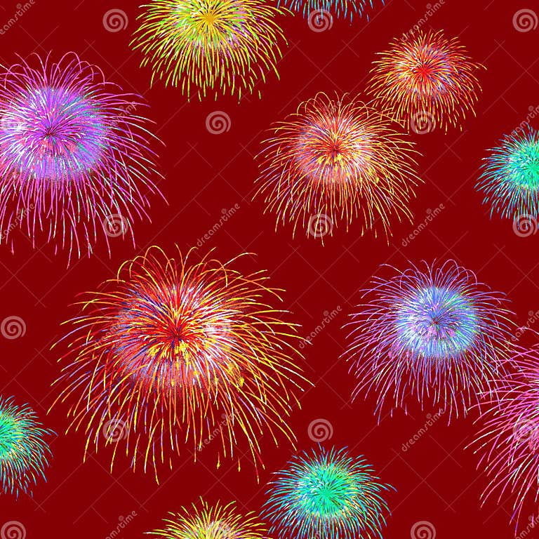 Japanese Style Traditional Fireworks Seamless Pattern, Stock ...