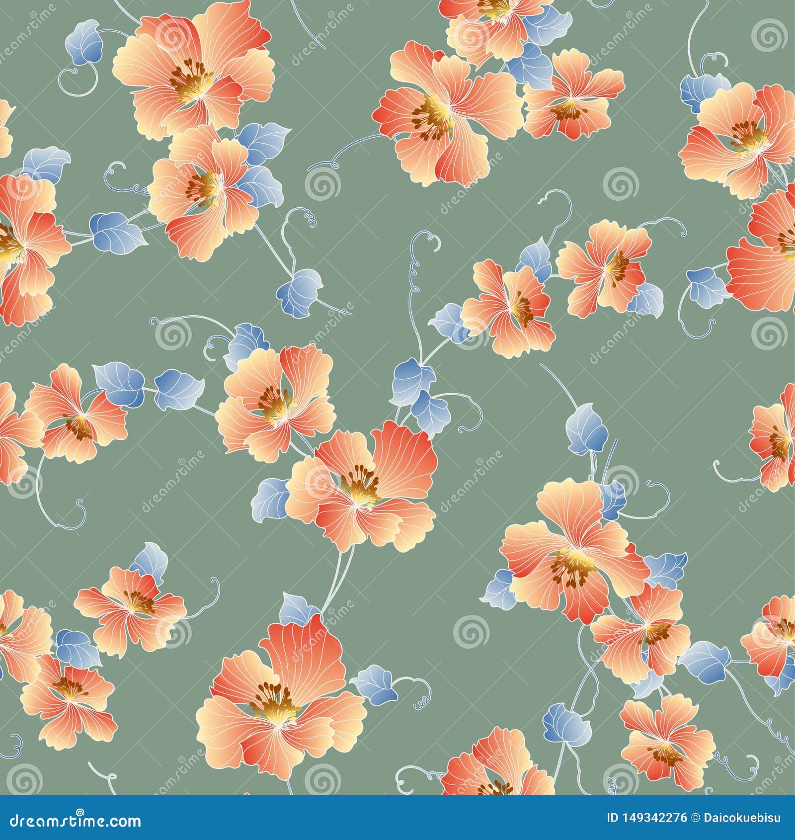 Japanese Style Flower Pattern, Design of a Japanese Style Flower, Stock ...
