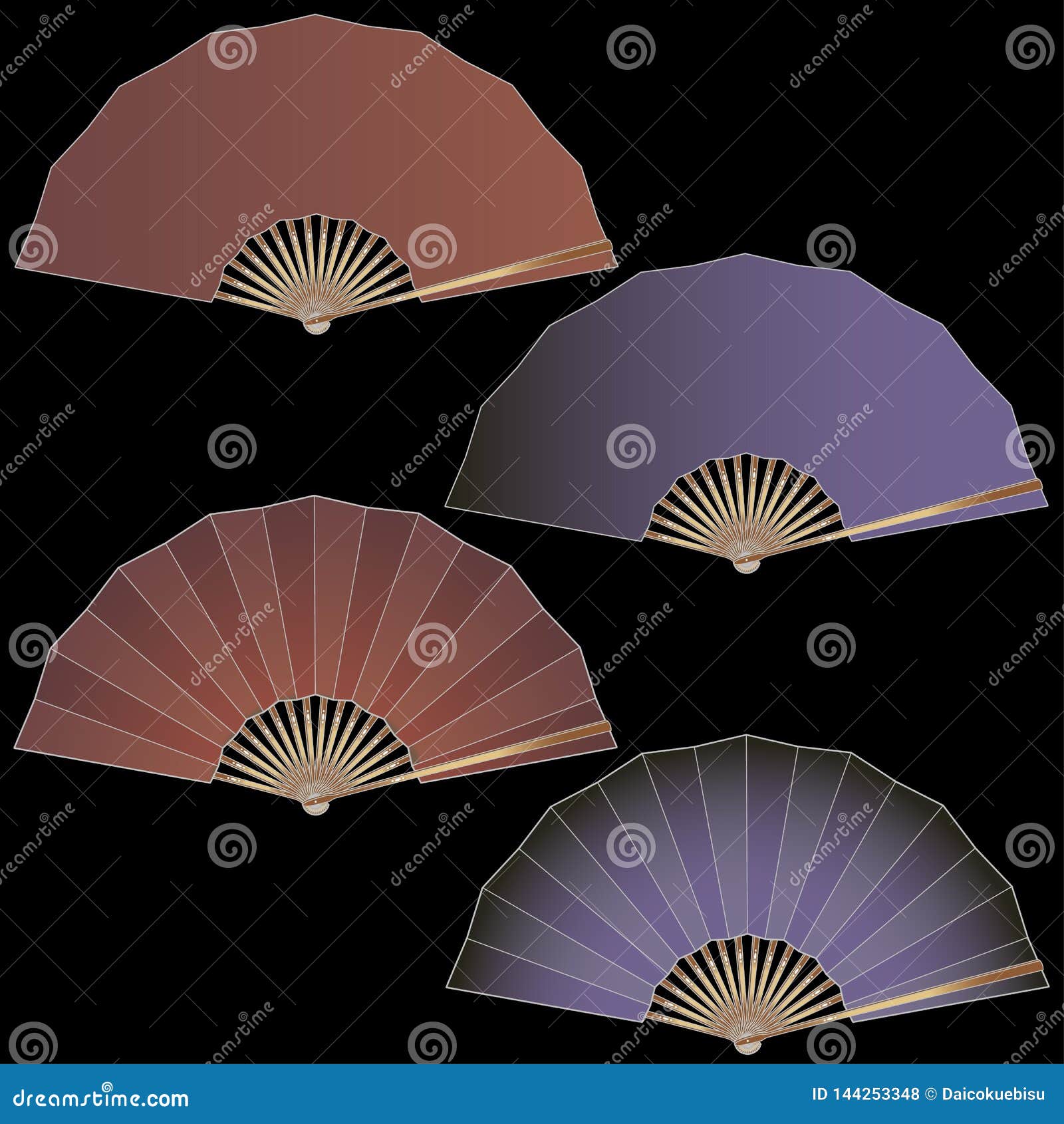 Japanese Style Folding Fan Pattern, Stock Vector - Illustration of ...