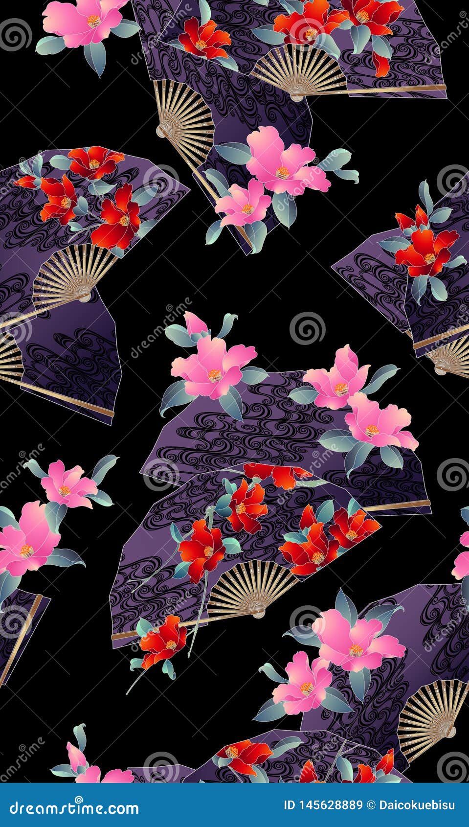 Japanese Style Folding Fan Pattern, Stock Vector - Illustration of ...