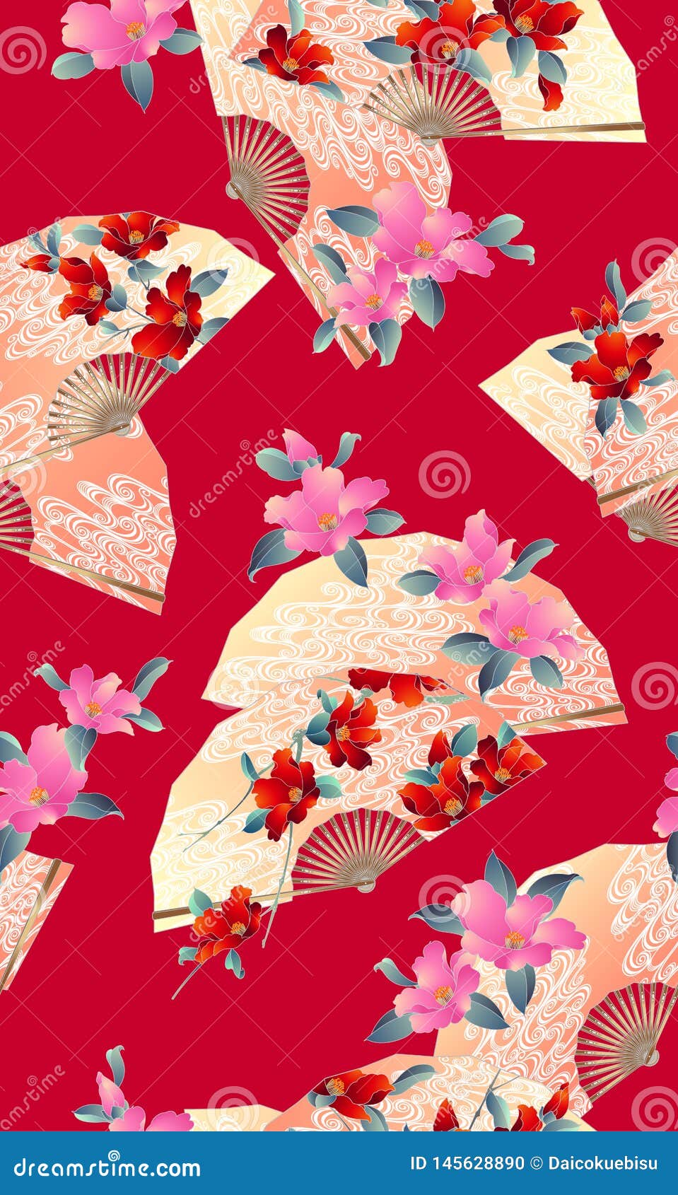 Japanese Style Folding Fan Pattern, Stock Vector - Illustration of ...