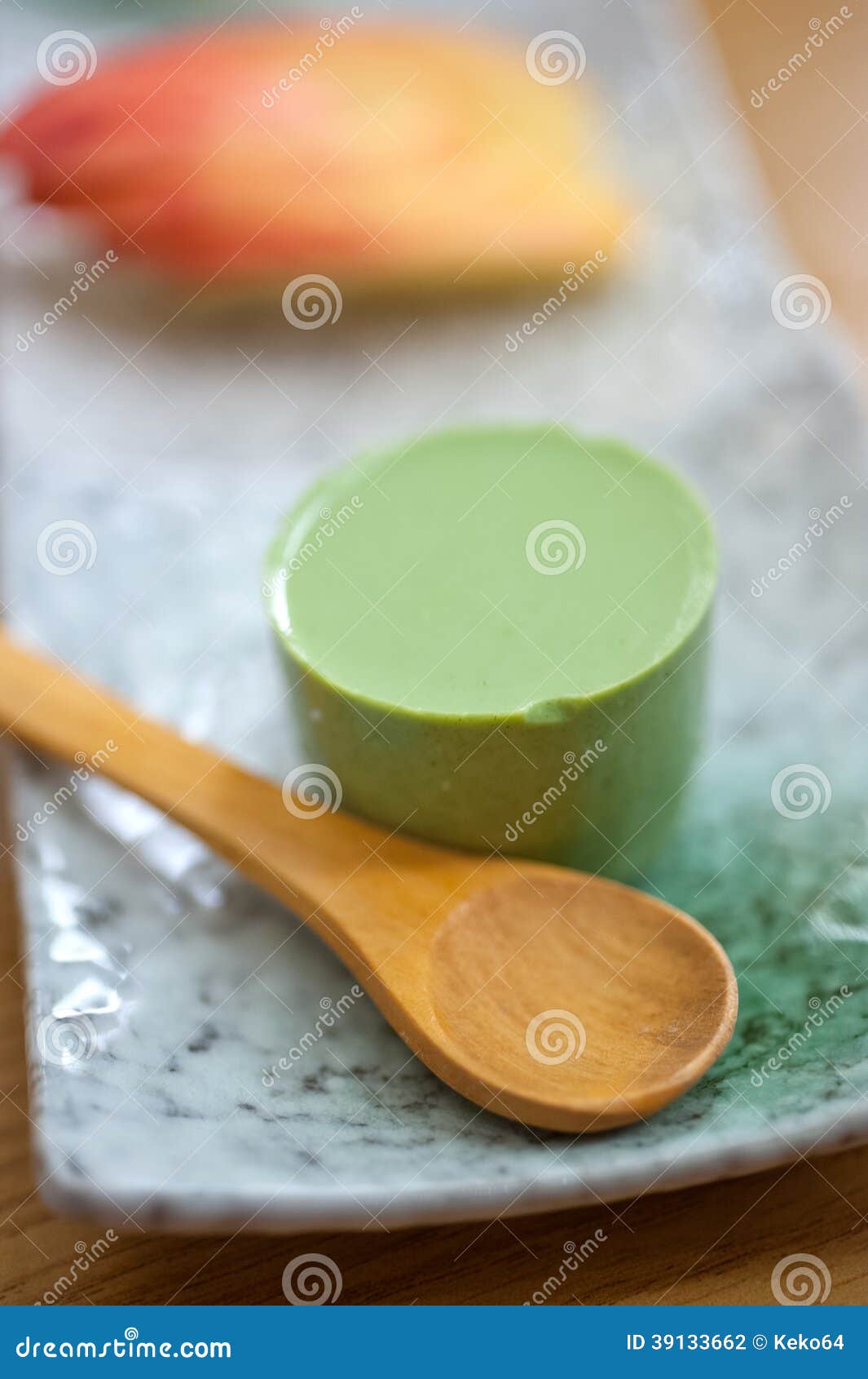 Japanese Style Green Tea Pudding Stock Photo - Image of panna, time ...