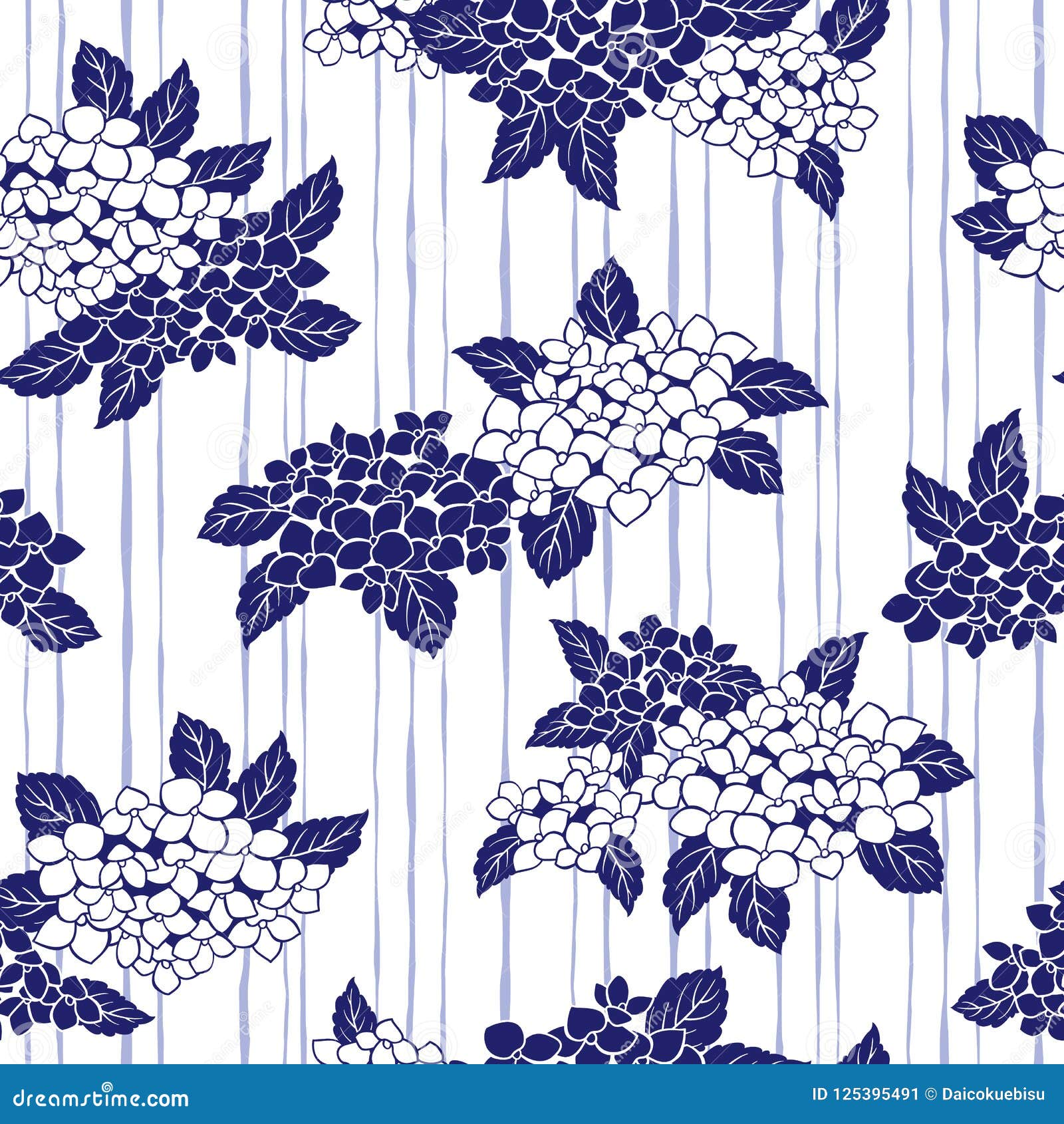 Japanese Style Hydrangea Pattern, Stock Vector - Illustration of ...