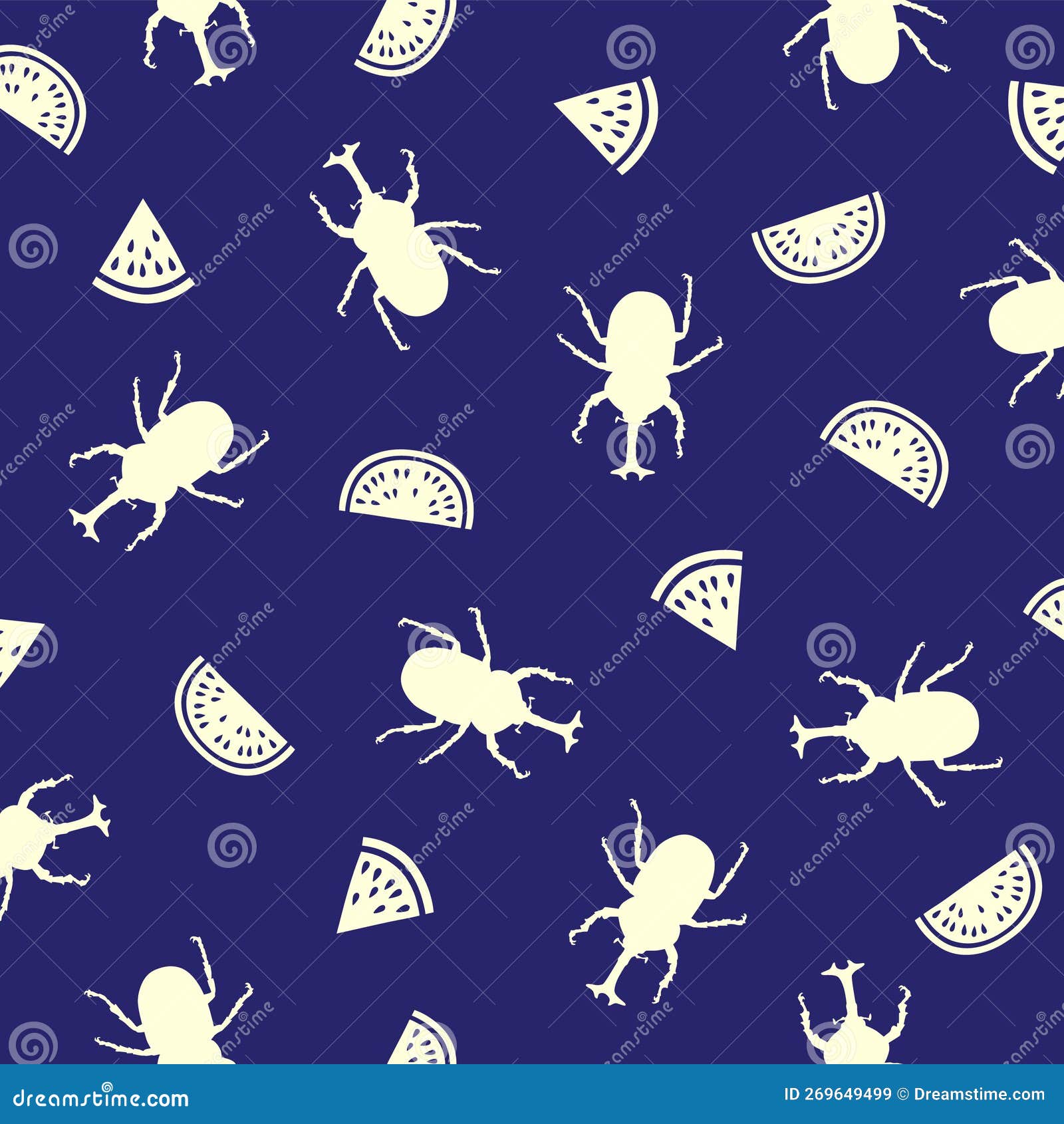 Japanese Style Pattern of Beetle and Watermelon Stock Vector ...