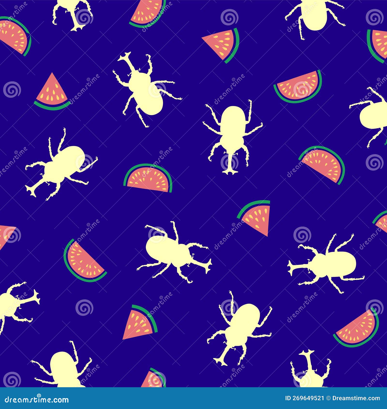Japanese Style Pattern of Beetle and Watermelon Stock Vector ...