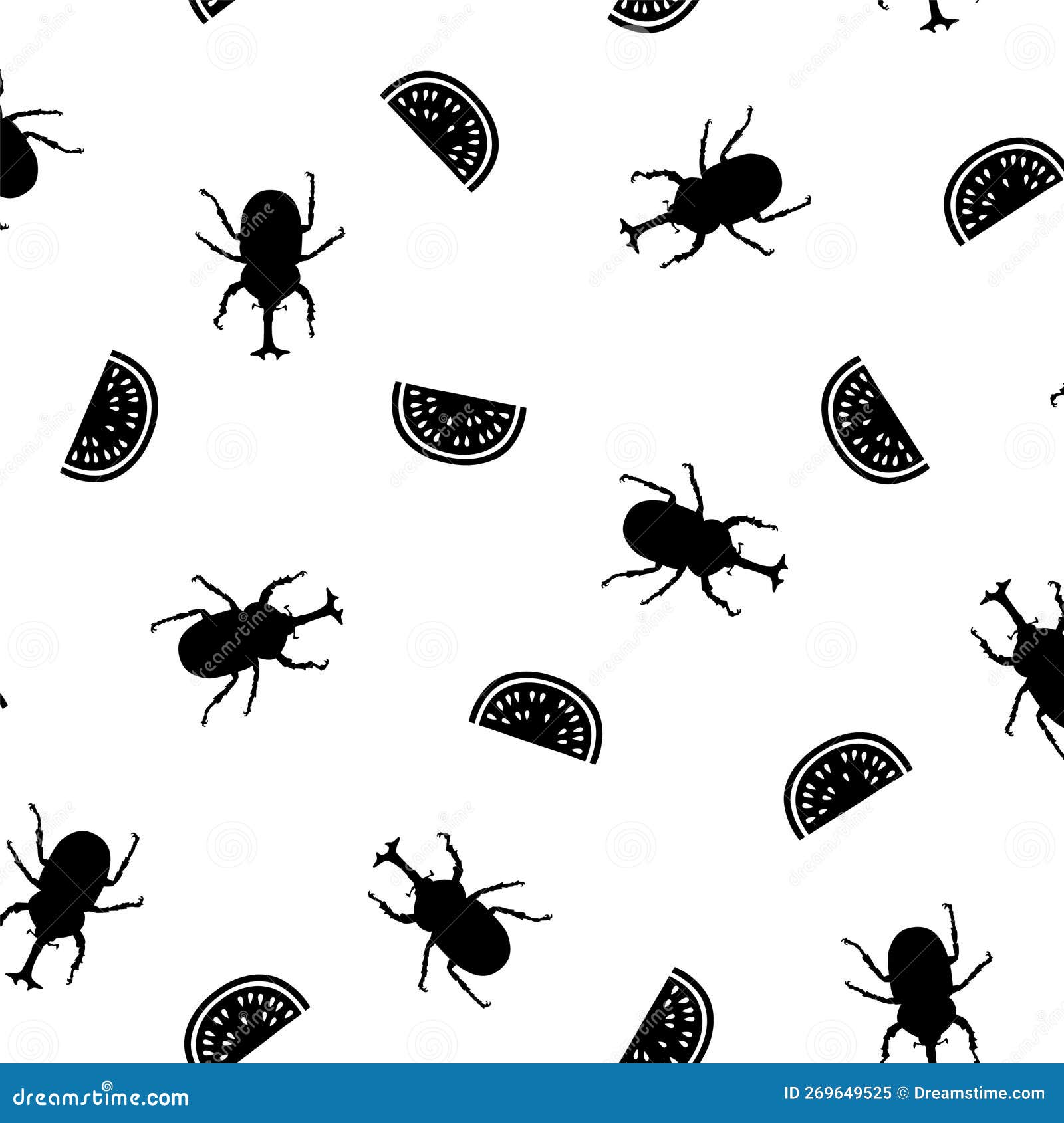 Japanese Style Pattern of Beetle and Watermelon Stock Vector ...