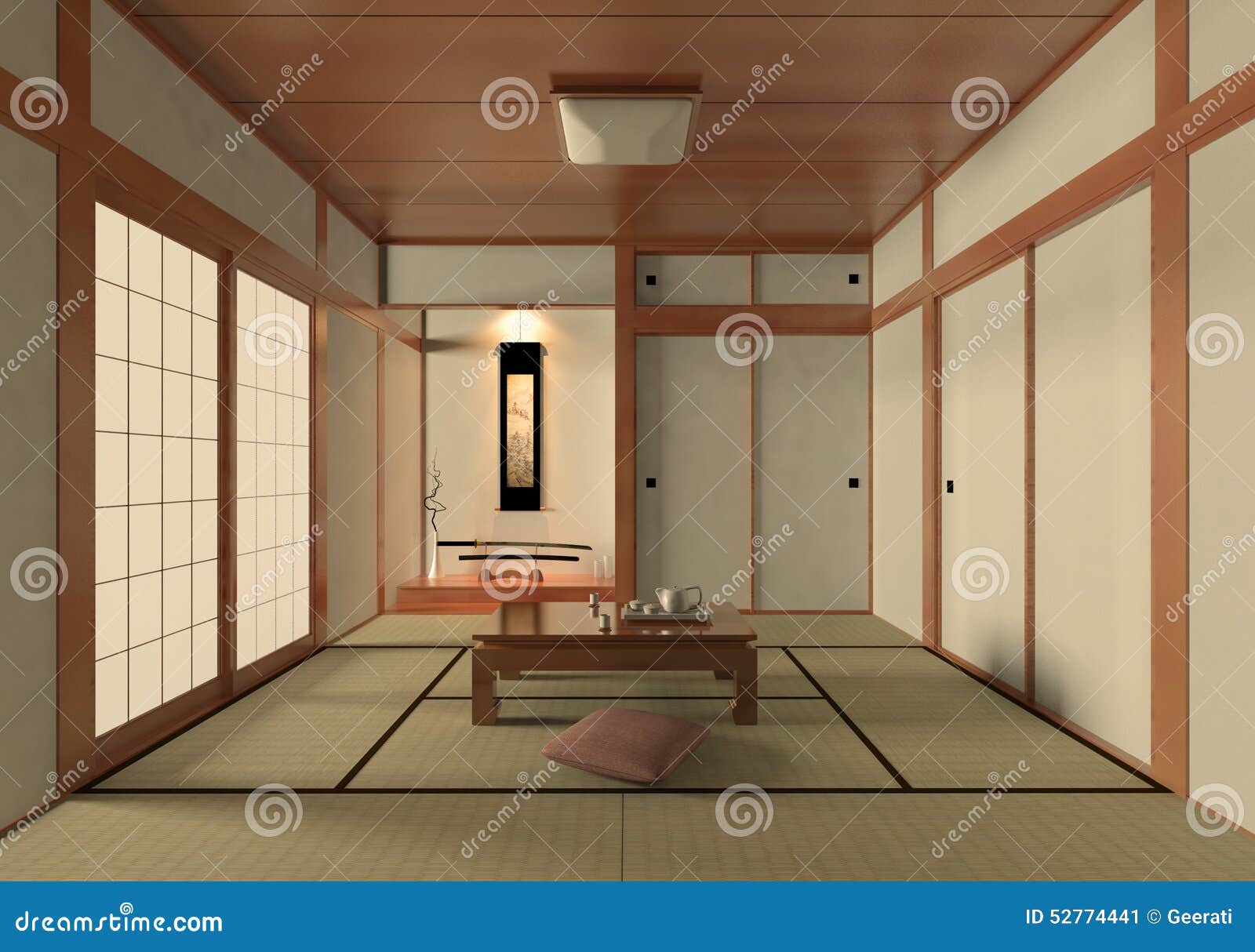 Japanese style room stock image. Image of light, tatami - 52774441