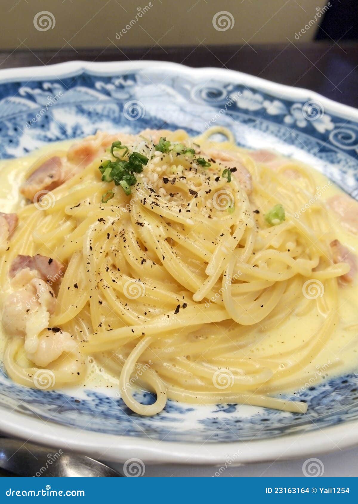 Japanese Style Spaghetti Carbonara. Stock Photo - Image of sauce, eggs ...