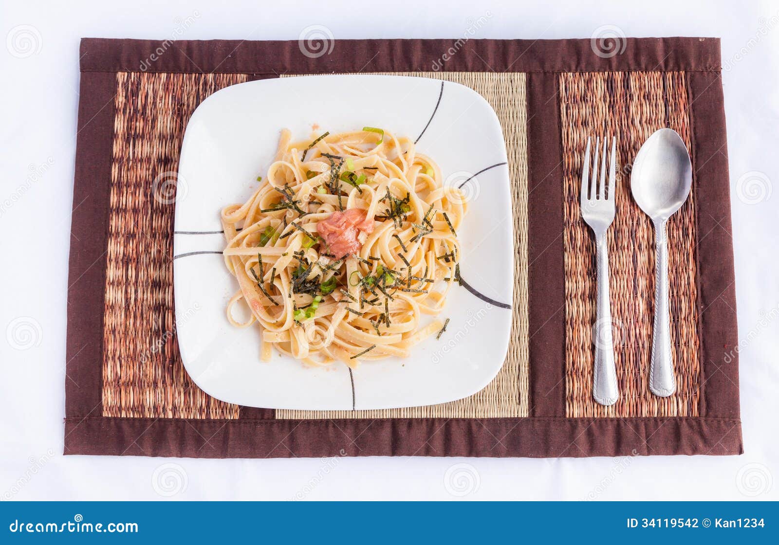 Japanese Style Spicy Cod Roe Spaghetti Stock Photo - Image of nori ...