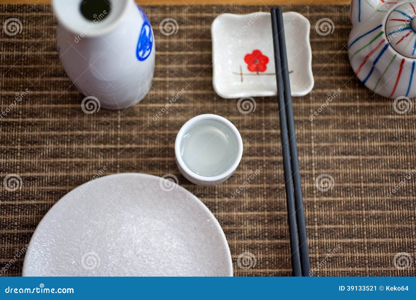 Japanese Style Table Set and Sake Stock Image - Image of simplicity ...